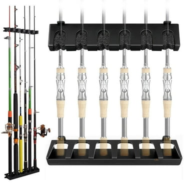 Vertical 6-Rod Fishing Rod Holder Wall Mounted Fishing Rack for Garage ...