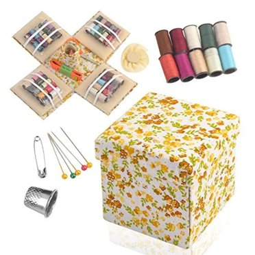 Tebru Handmade Sewing Basket with Thread Needle Organizer, Double-layer ...