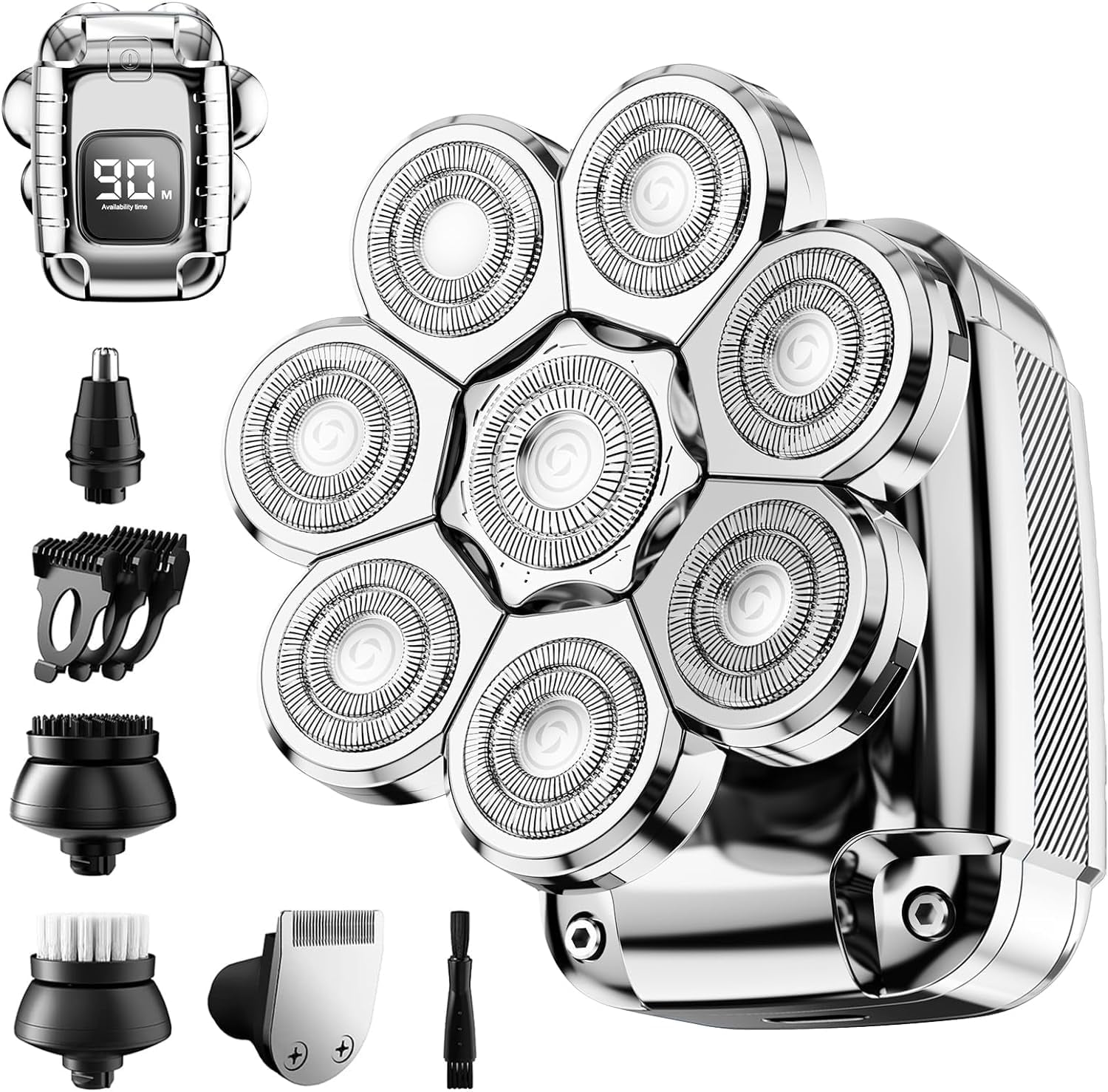 Head Shaver for Bald Men, 8-in-1 Men’s Electric Shaver Bald Head Shaver ...