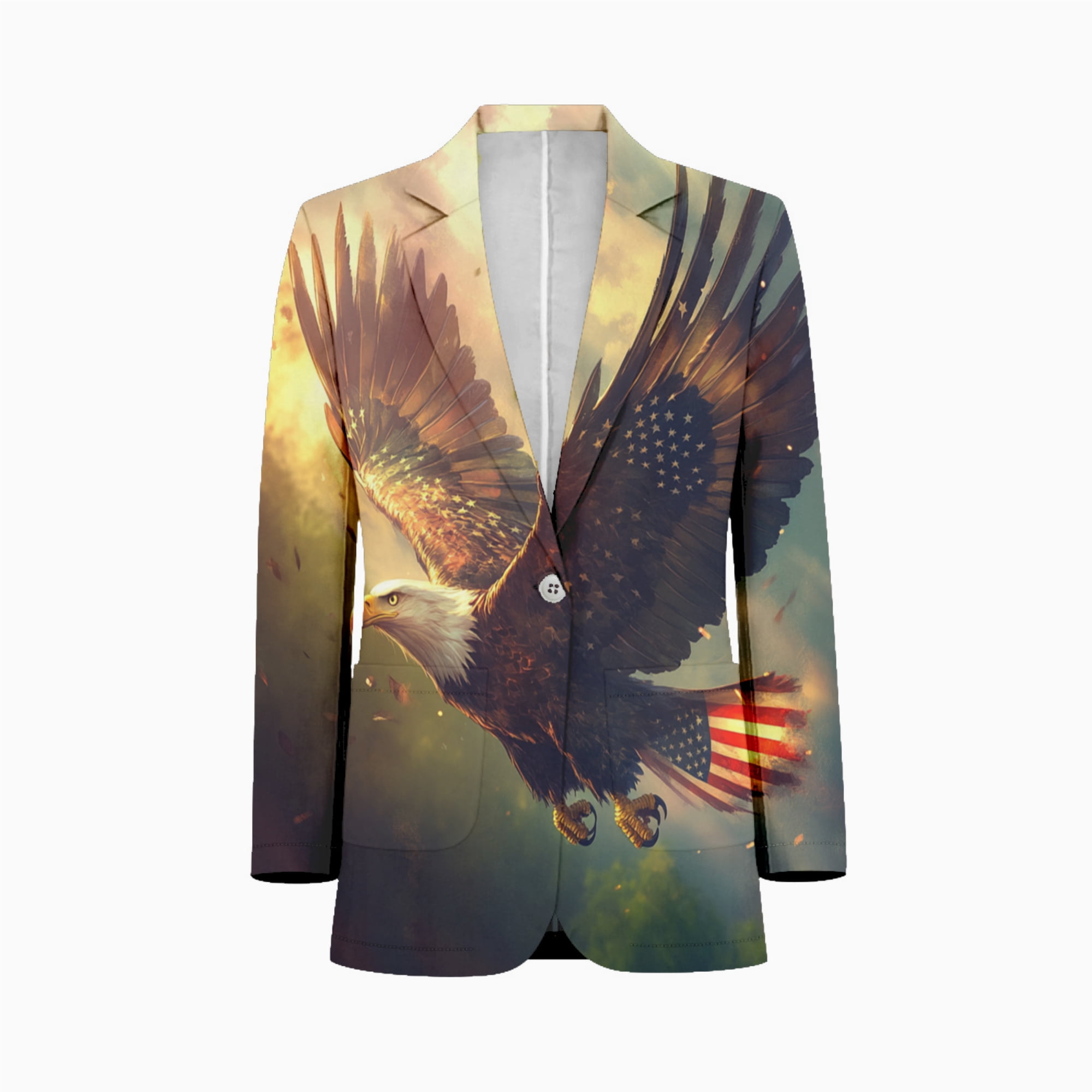 eagle with American flag Mens Suits Shawl Collar Slim Fit Suit Mens ...