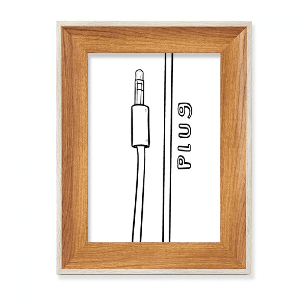 earph plug line hand-drawing desktop wooden photo frame display picture ...
