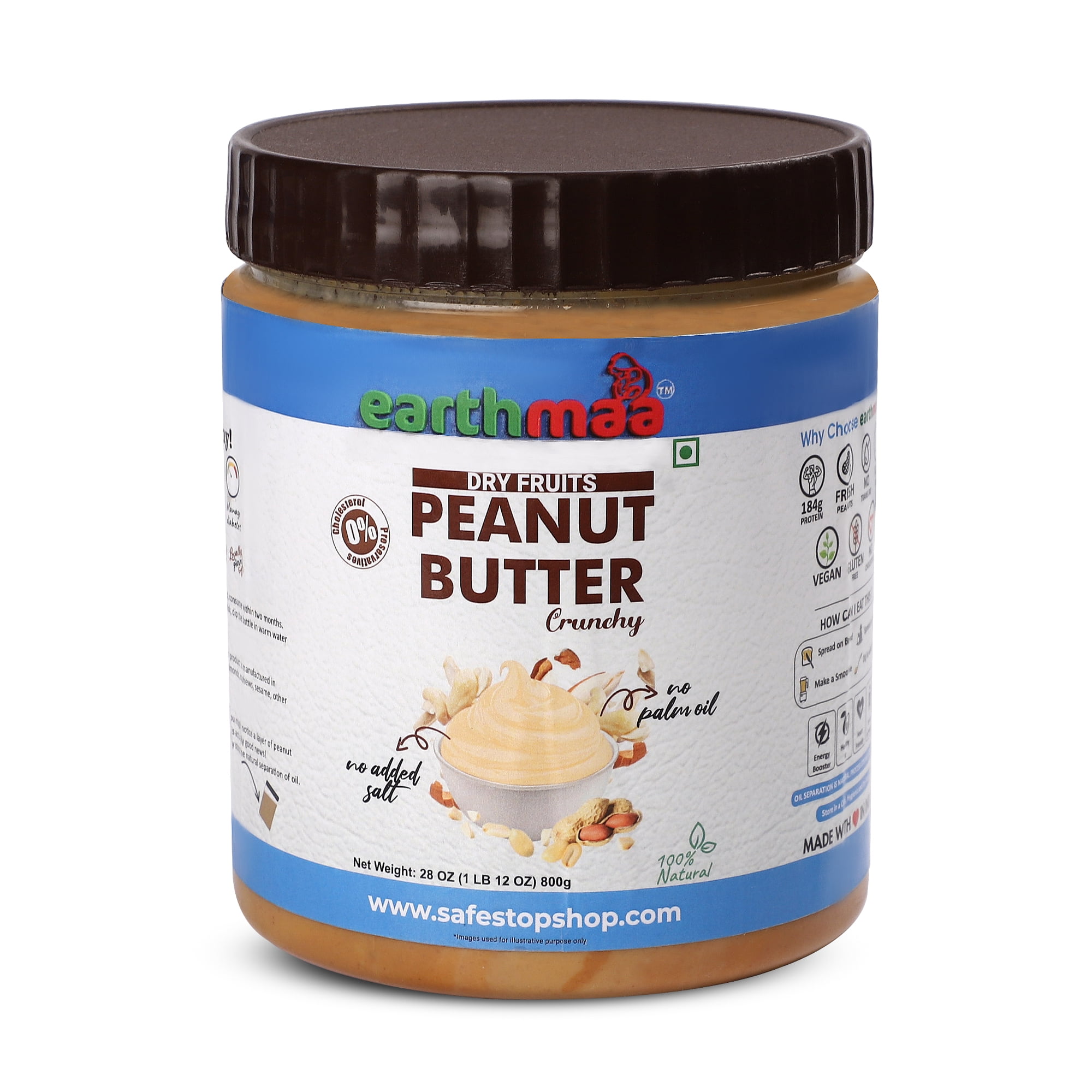 earthmaa Dry Fruits Crunchy Flavor Peanut Butter 1.8lbs (800g ...