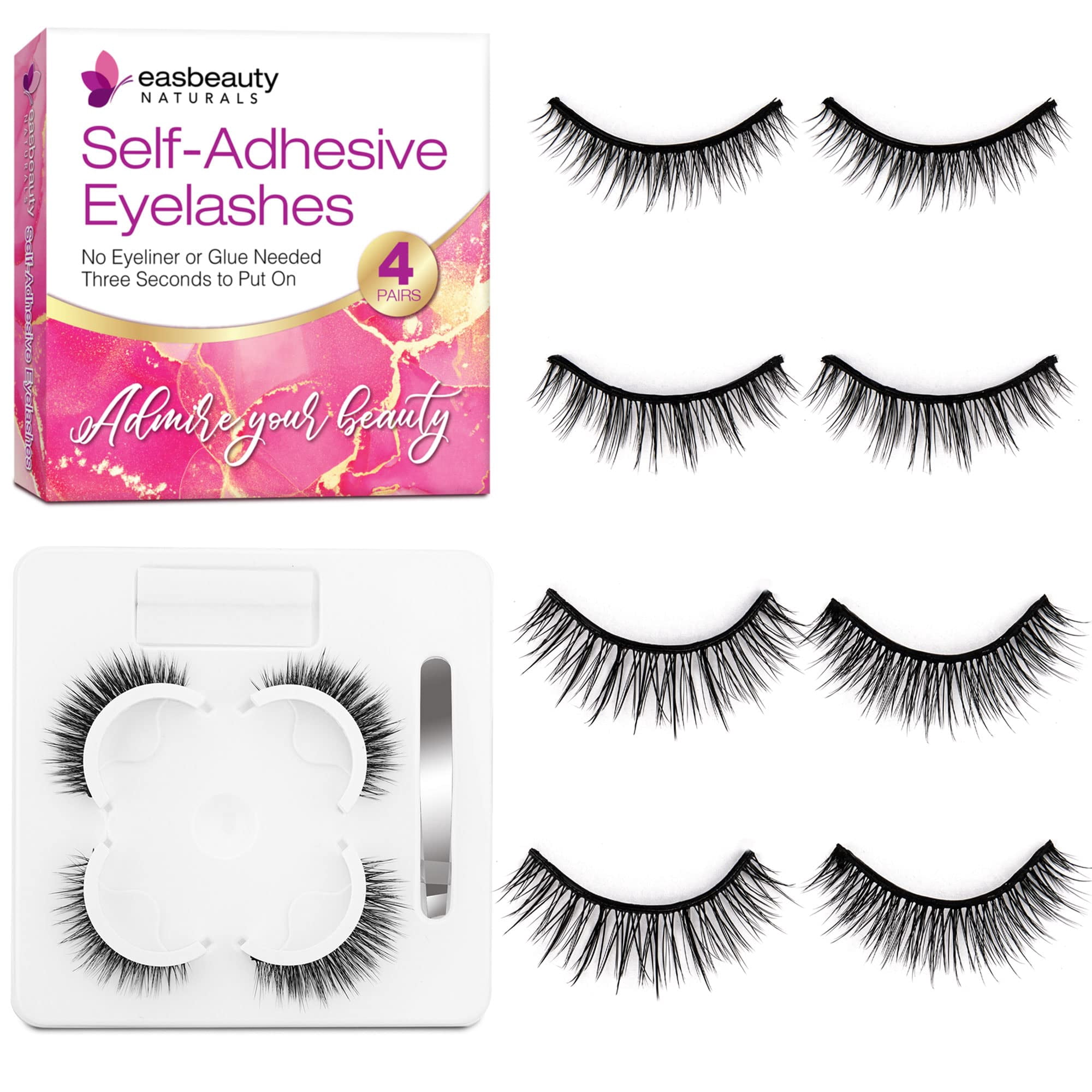 easbeautynaturals Self Adhesive Eyelashes, AIF9 8PCs False Eyelashes ...
