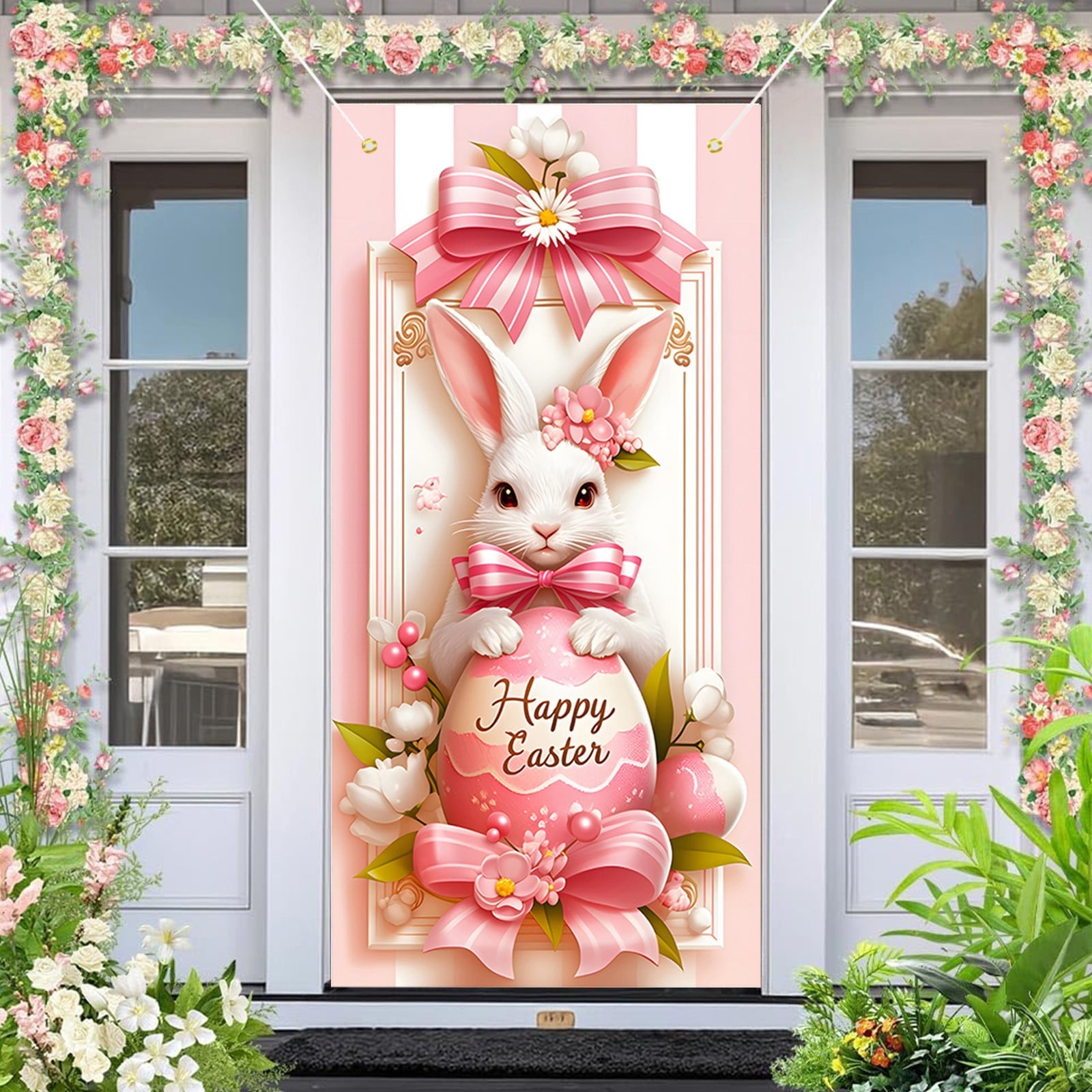 easter bunny door cover happy easter door decorations cute bunny door ...