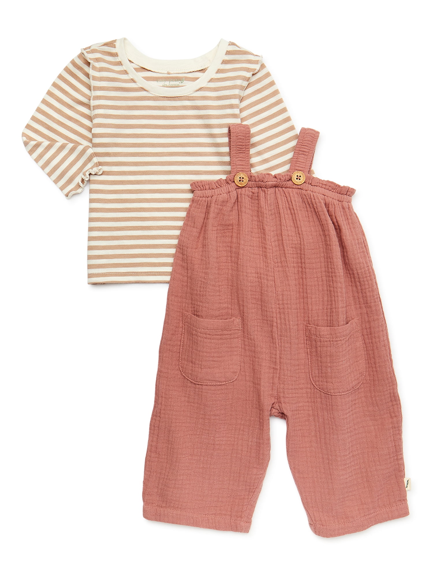 easy-peasy Baby Girl Jumpsuit and Ruffle Top Set, 2-Piece, Sizes 0/3M ...