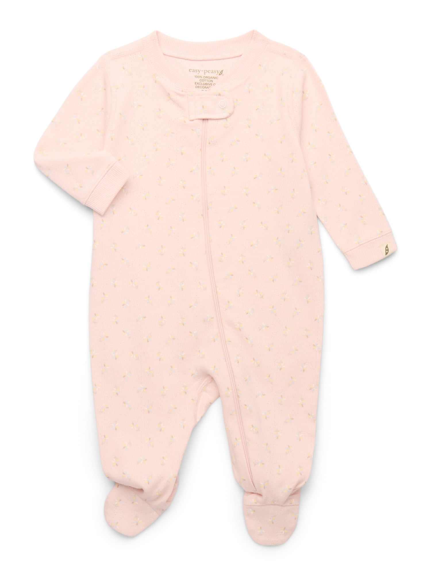 easy-peasy Organic Cotton Baby Girl Footed Pajamas, Long Sleeve One ...