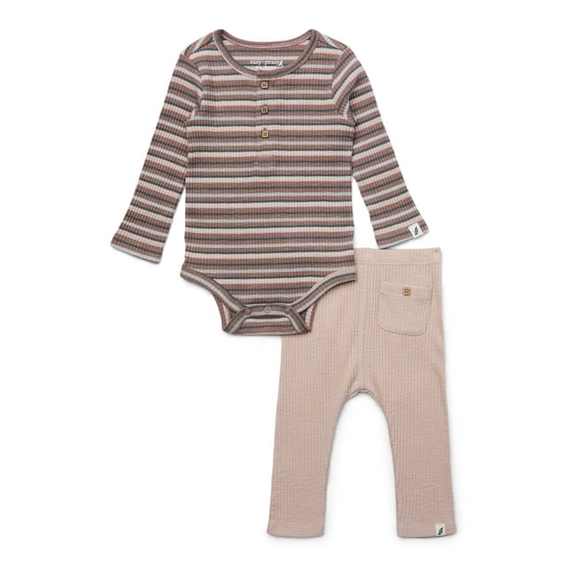 easy-peasy Baby Henley Bodysuit and Pants Set, 2-Piece, Sizes 0-24 Months, Comfortable Style ...
