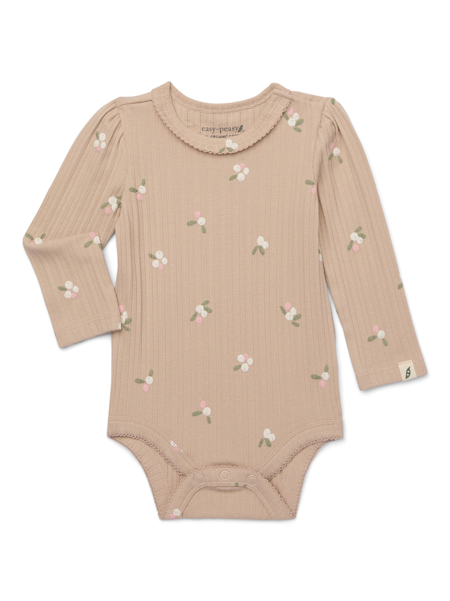 easy-peasy Baby Holiday Long Sleeve Print Pointelle Bodysuit, Sizes 0 ...