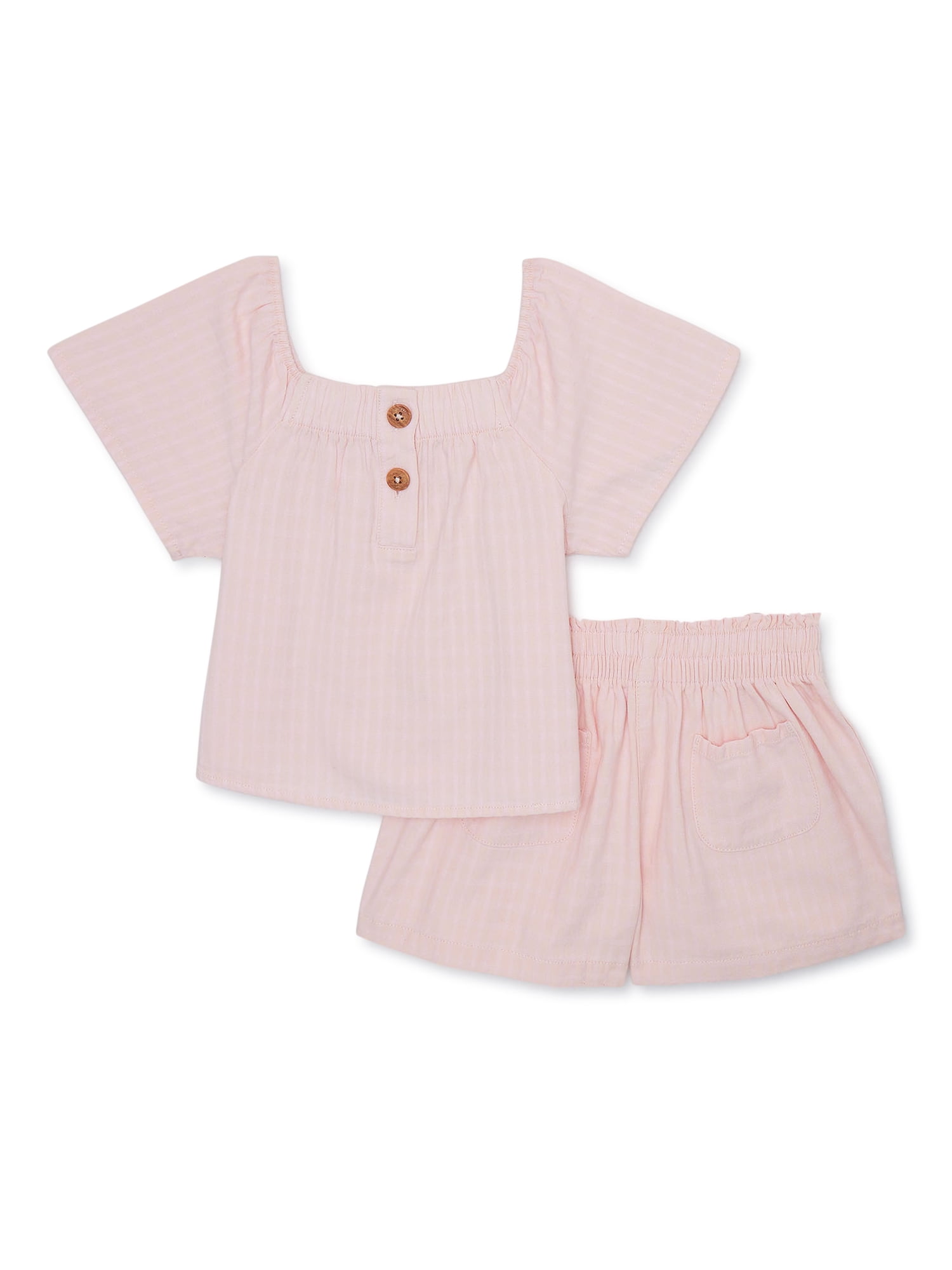 easy-peasy Baby and Toddler Girls Henley Short Sleeve Top and Shorts ...