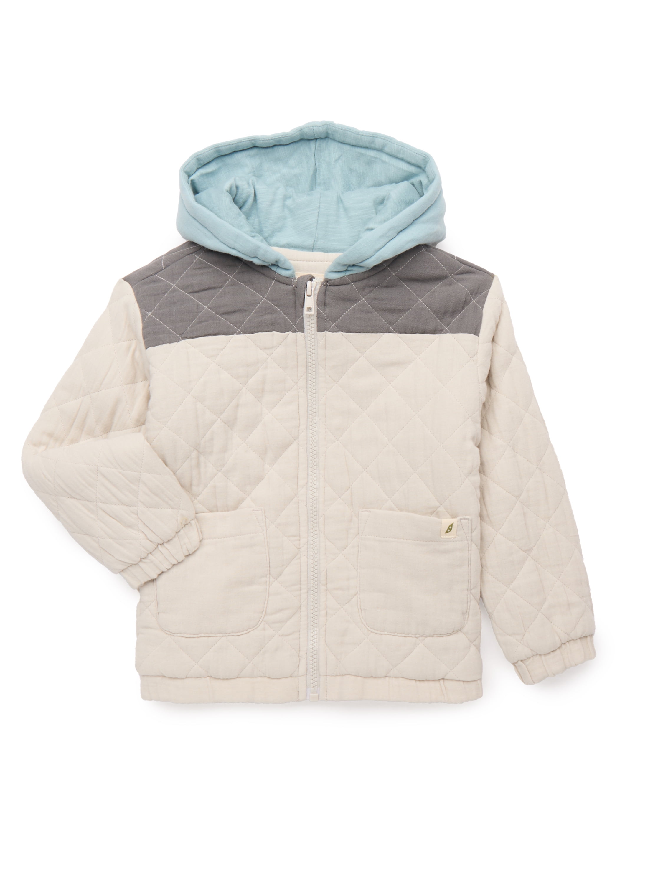 easy-peasy Toddler Boys Quilted Gauze Hooded Zip-Up Jacket, Sizes 18M ...