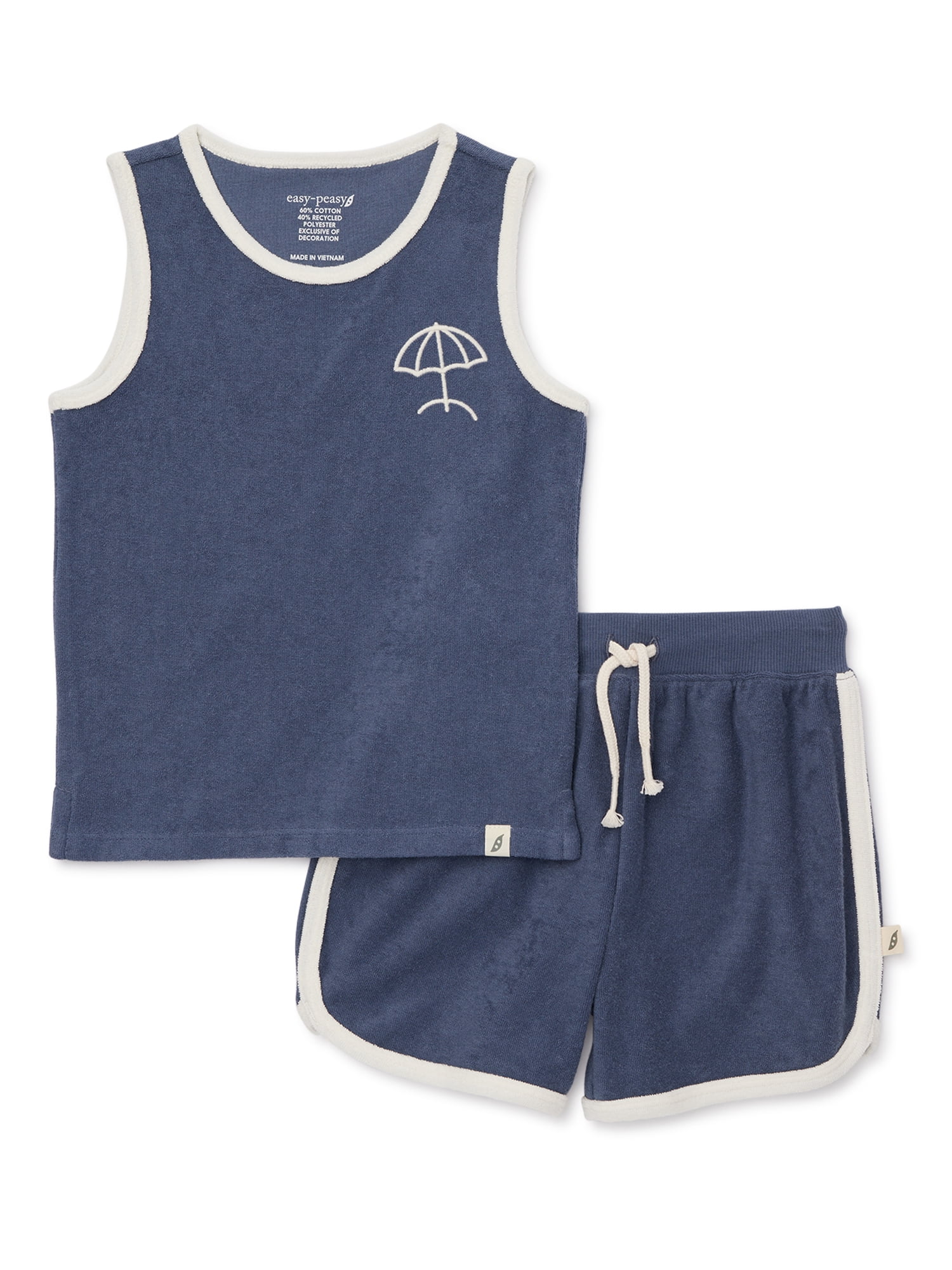 easy-peasy Toddler Boy Terry Cloth Tank Top and Shorts Outfit Set, 2 ...
