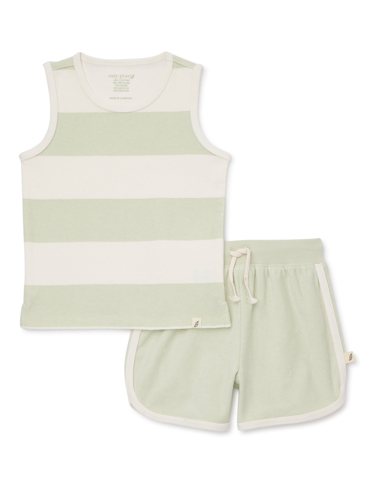 easy-peasy Toddler Boy Terry Cloth Tank Top and Shorts Outfit Set, 2 ...