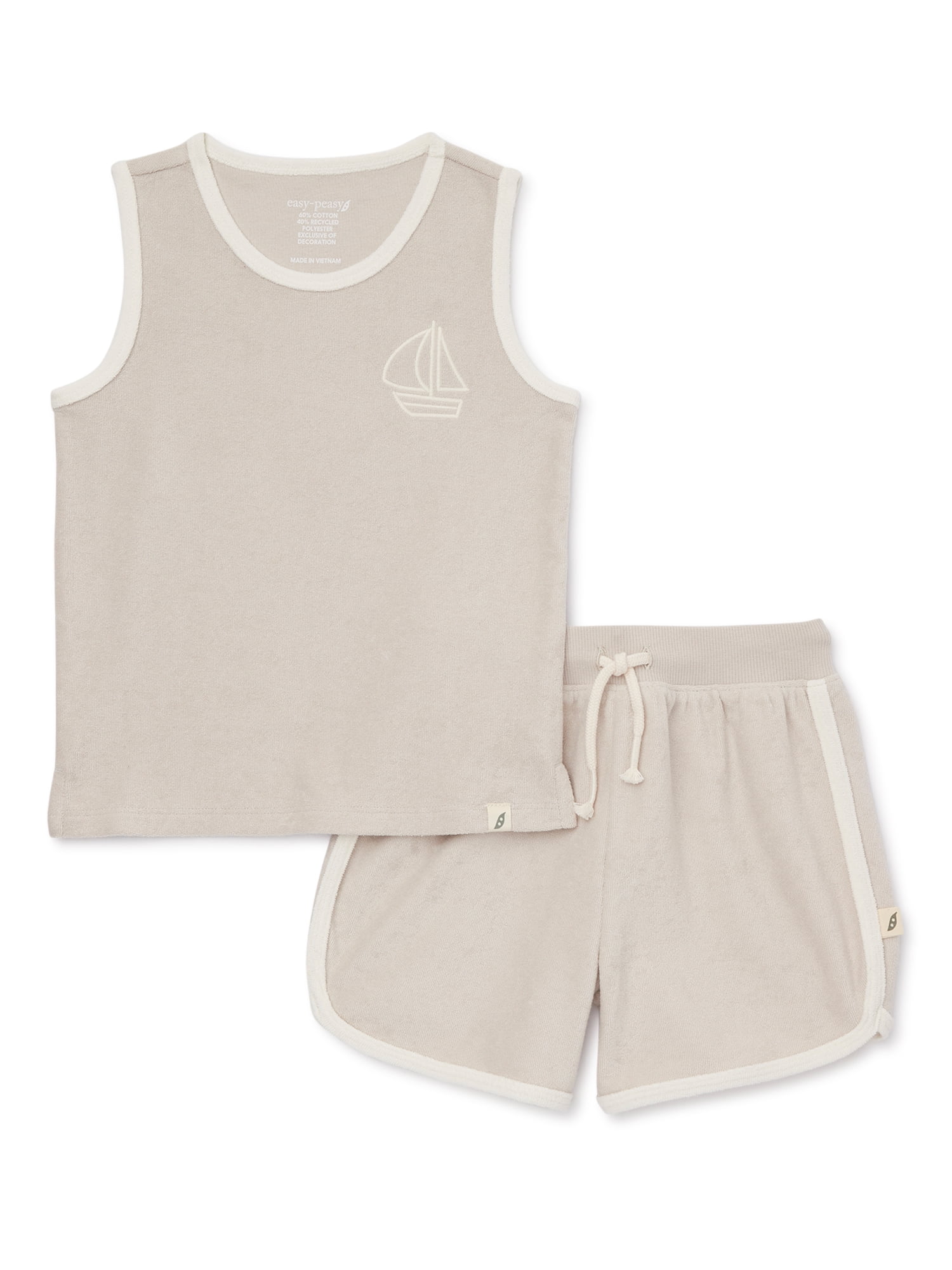 easy-peasy Toddler Boy Terry Cloth Tank Top and Shorts Outfit Set, 2 ...