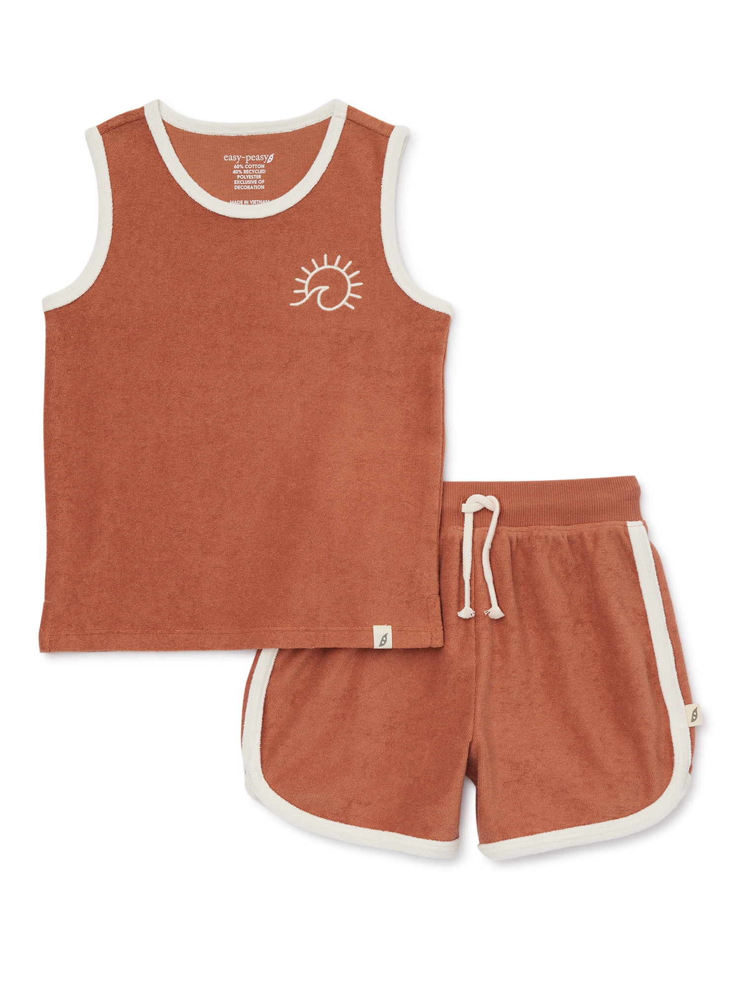 easy-peasy Toddler Boy Terry Cloth Tank Top and Shorts Outfit Set, 2 ...
