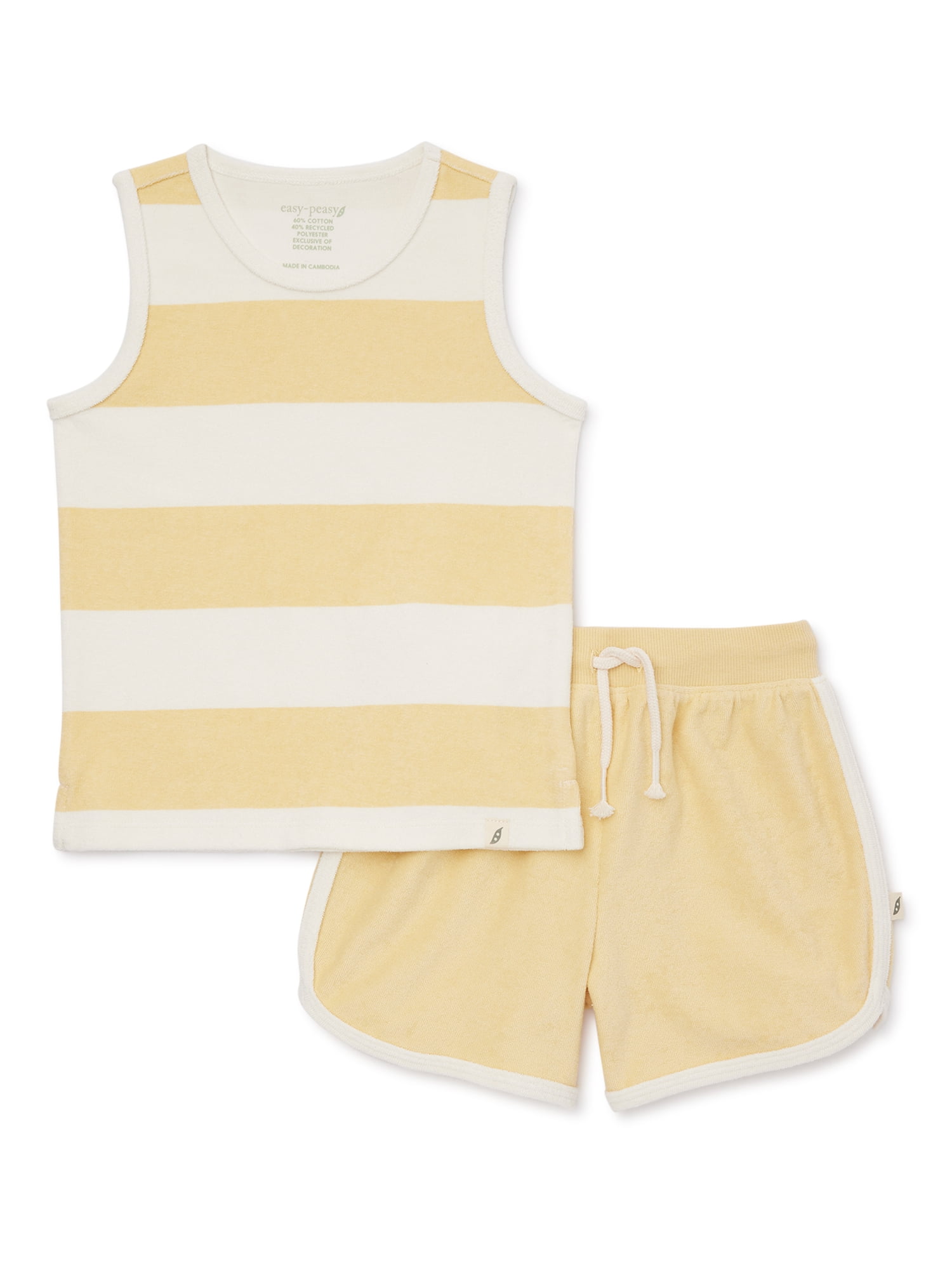 easy-peasy Toddler Boy Terry Cloth Tank Top and Shorts Outfit Set, 2 ...