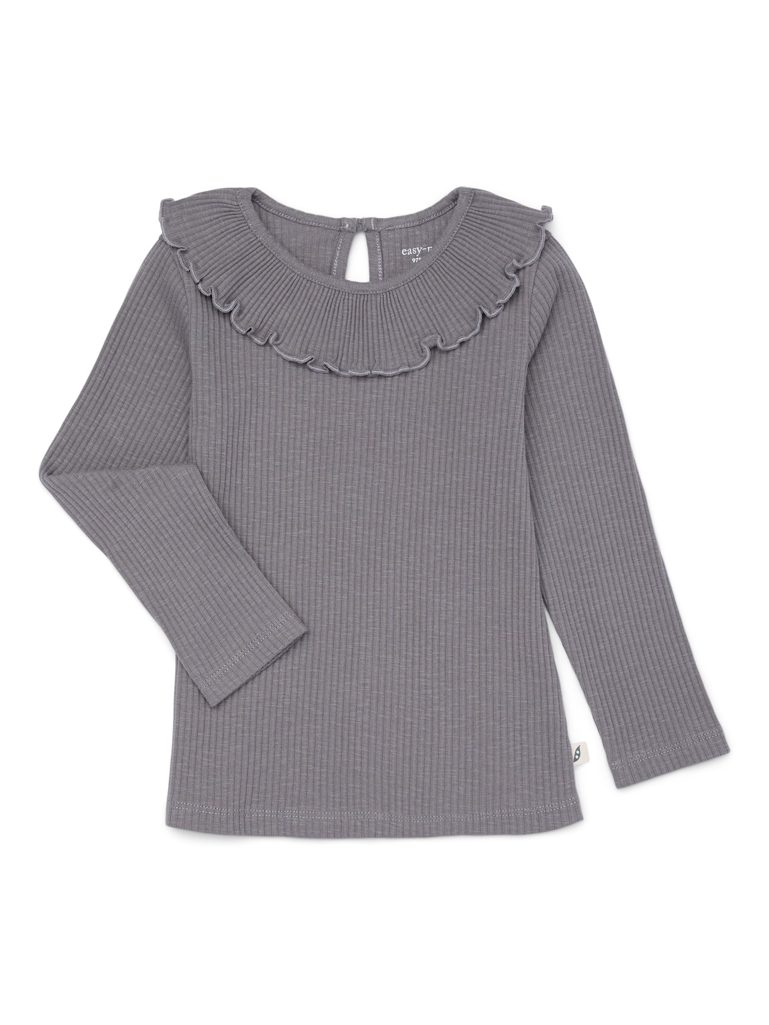 easy-peasy Toddler Girl Long Sleeve Rib Ruffle T-Shirt, Sizes 18M-5T ...