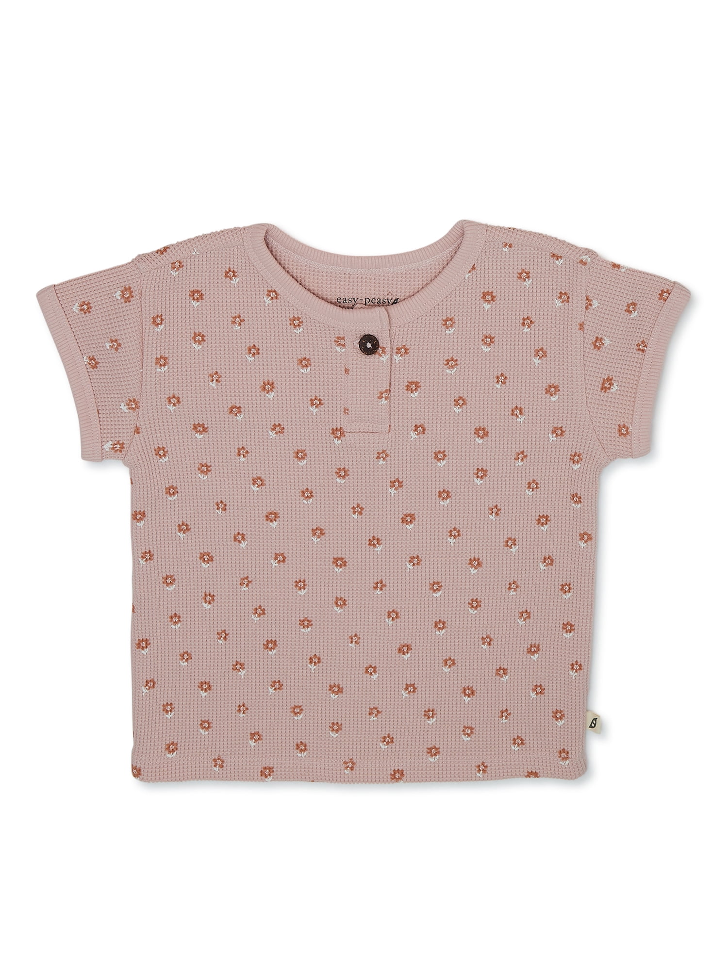 Toddler Girl Waffle Knit Henley Tee - Organic Cotton - Walmart.com