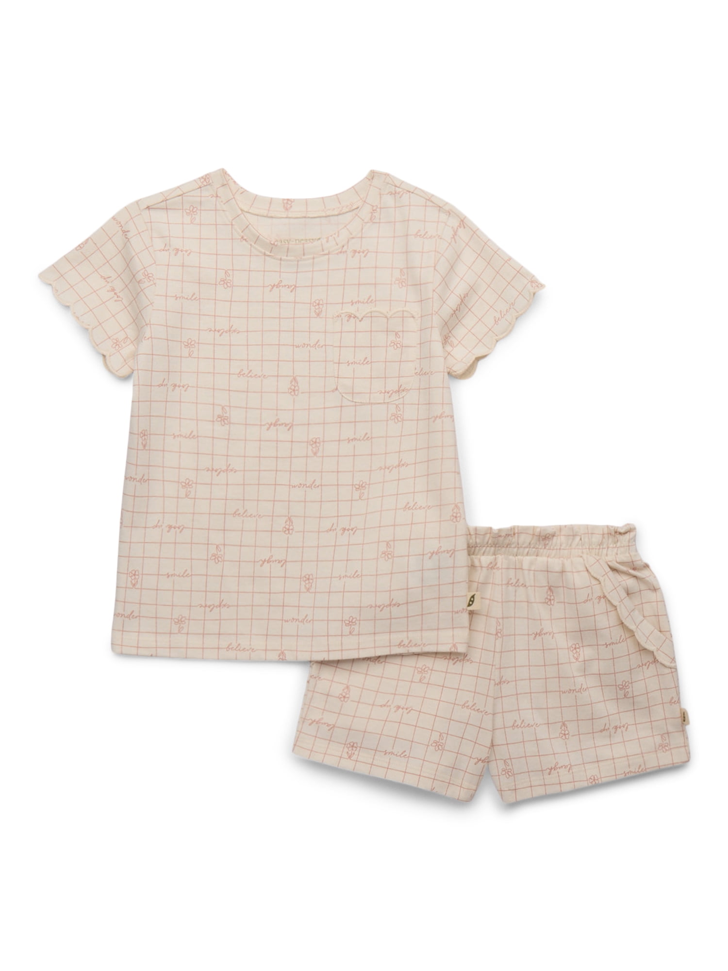 easy-peasy Toddler Girls Organic Tee & Scallop Shorts Set, 2-Piece ...