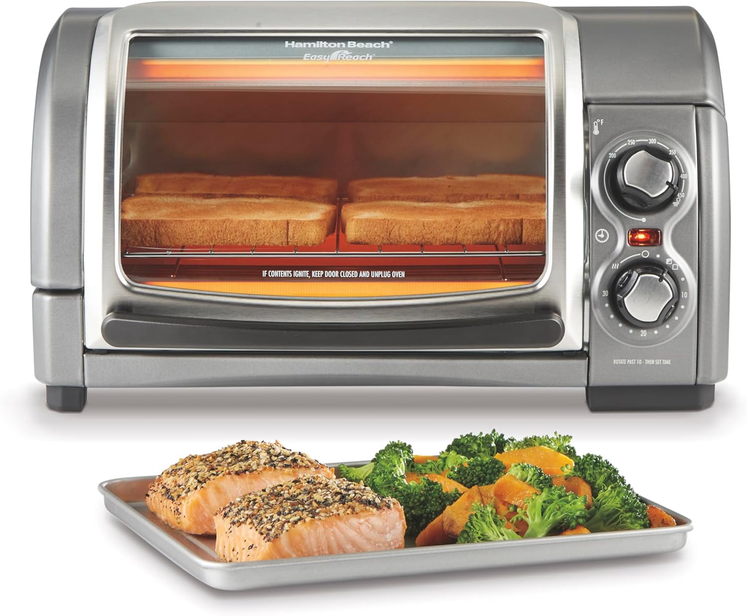 Easy Reach 4-Slice Countertop Toaster Oven With Roll-Top Door, 1200 ...