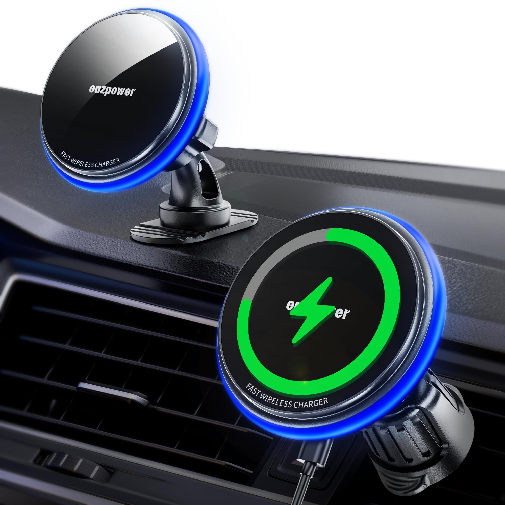 eazpower for Magsafe Car Mount Charger, 15W Fast LED Magnetic Wireless ...
