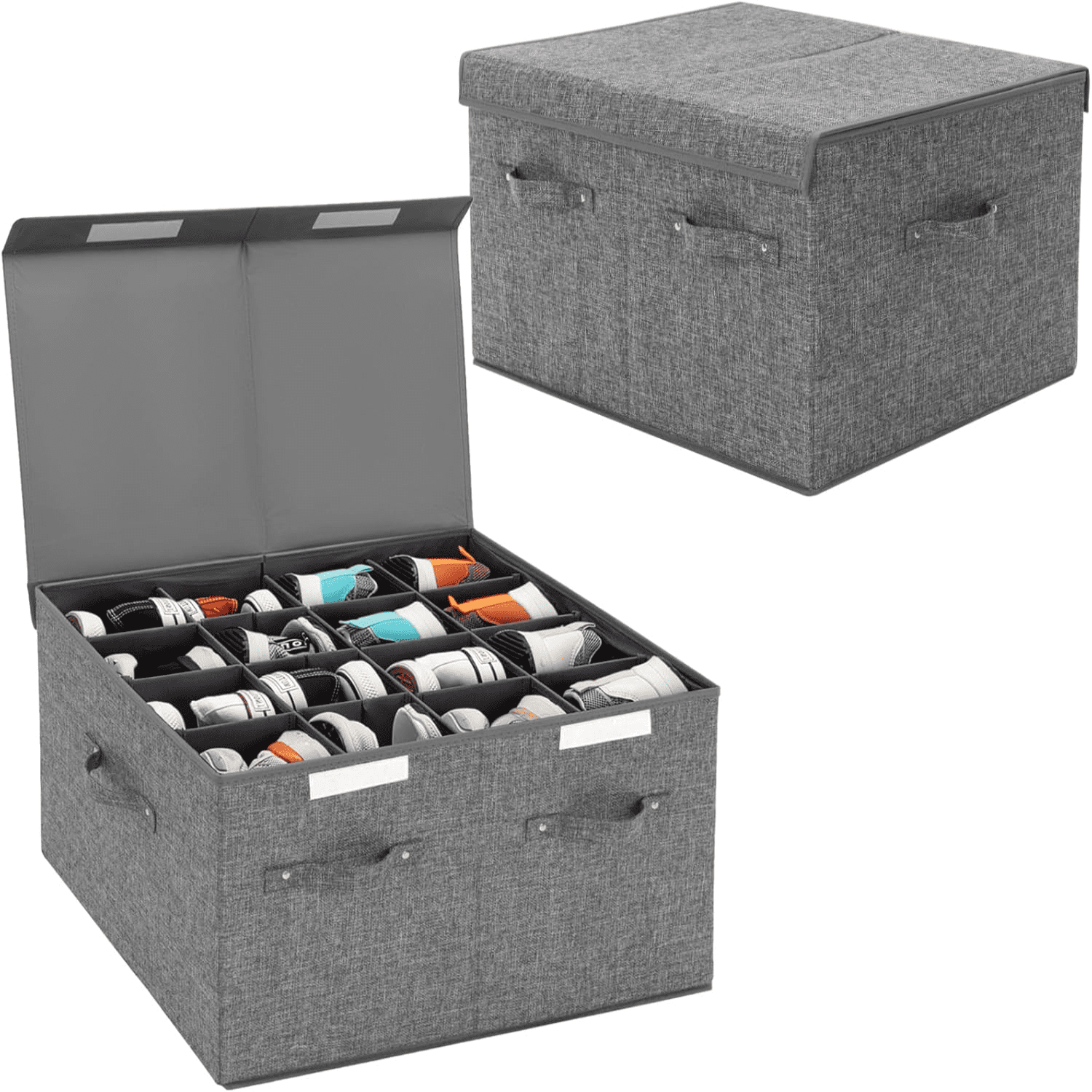 ebyiybnio 2 Pack Shoe Storage Fits 32 Pairs Large Shoe Organizer Bins ...