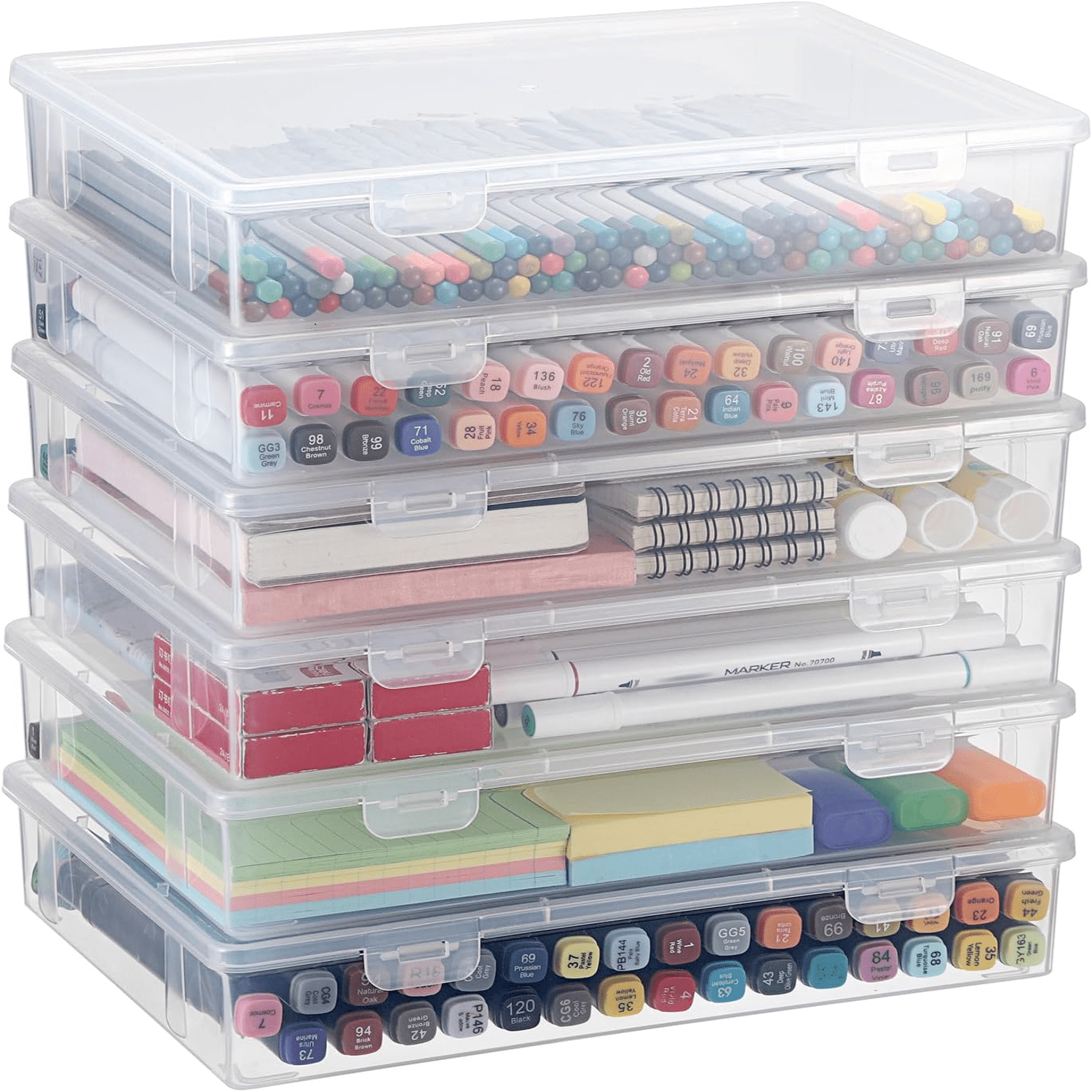 ebyiybnio Clear Plastic Storage with Flap Lid Multipurpose Craft ...