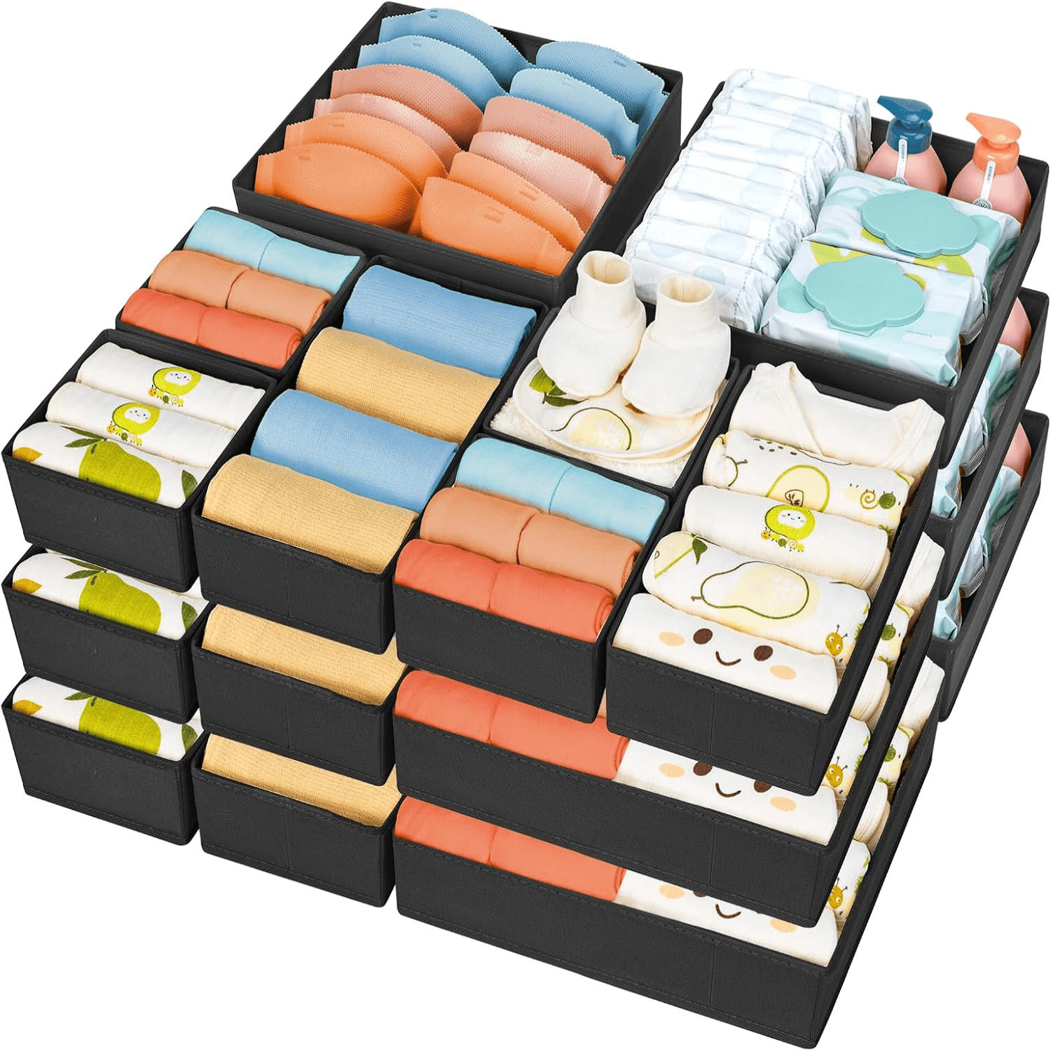 ebyiybnio Drawer Organizer Clothes 12 Pack - Foldable Baby Organizers ...