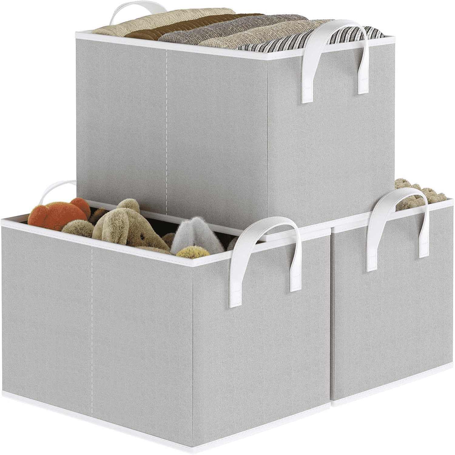 ebyiybnio Fabric Storage Bins 4-Pack Collapsible Storage Baskets for ...