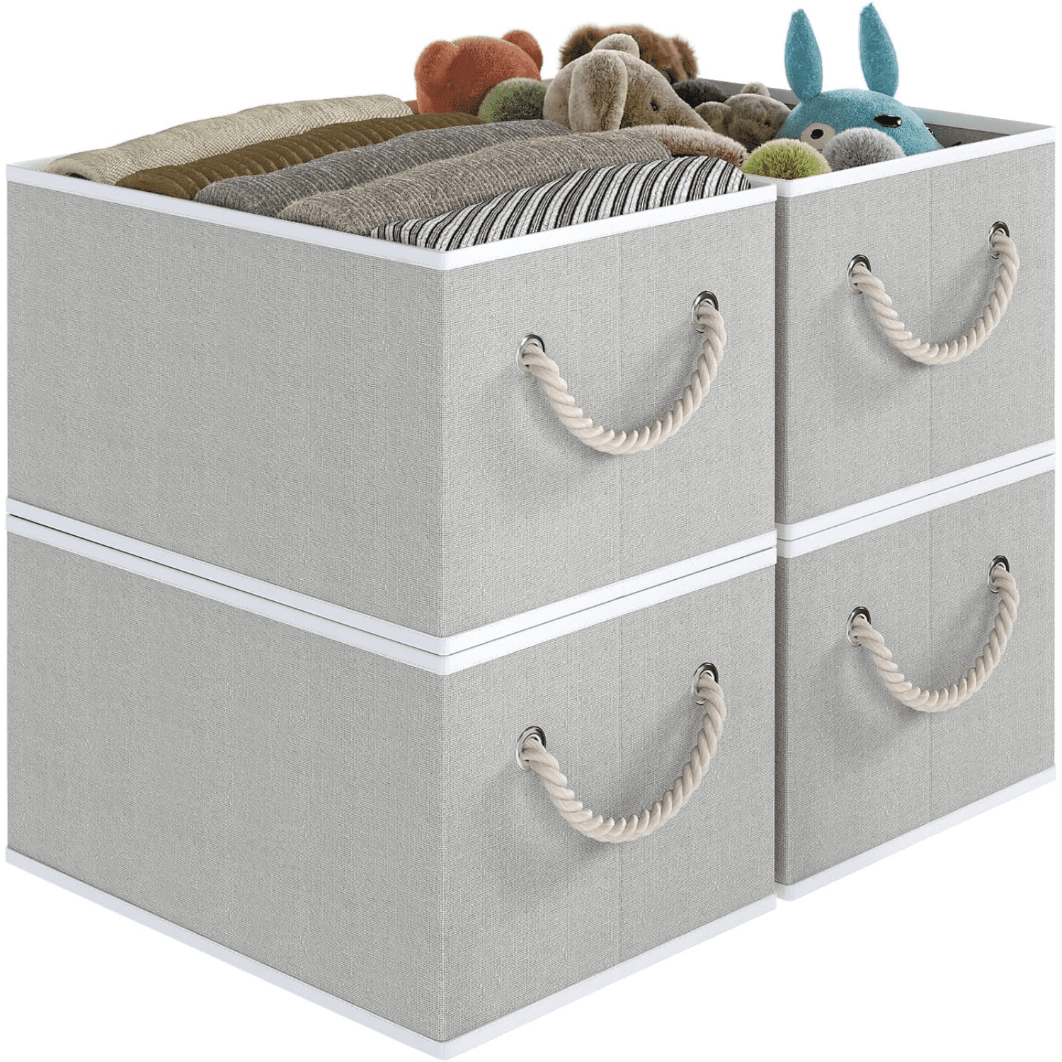 ebyiybnio Fabric Storage Bins 4-Pack Collapsible Storage Baskets for ...