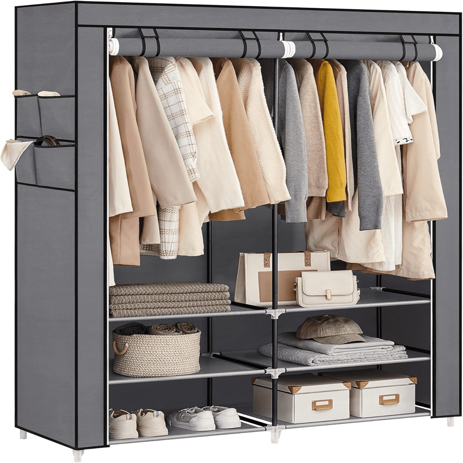 ebyiybnio Portable Closet Wardrobe with Shoe Rack and Cover Closet ...