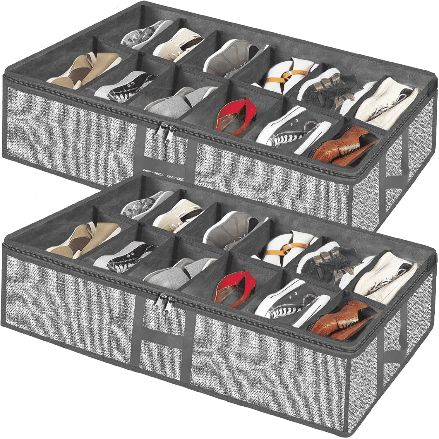 ebyiybnio Under Bed Shoe Storage Organizer for Closet 2 Pack- Fits 24 ...