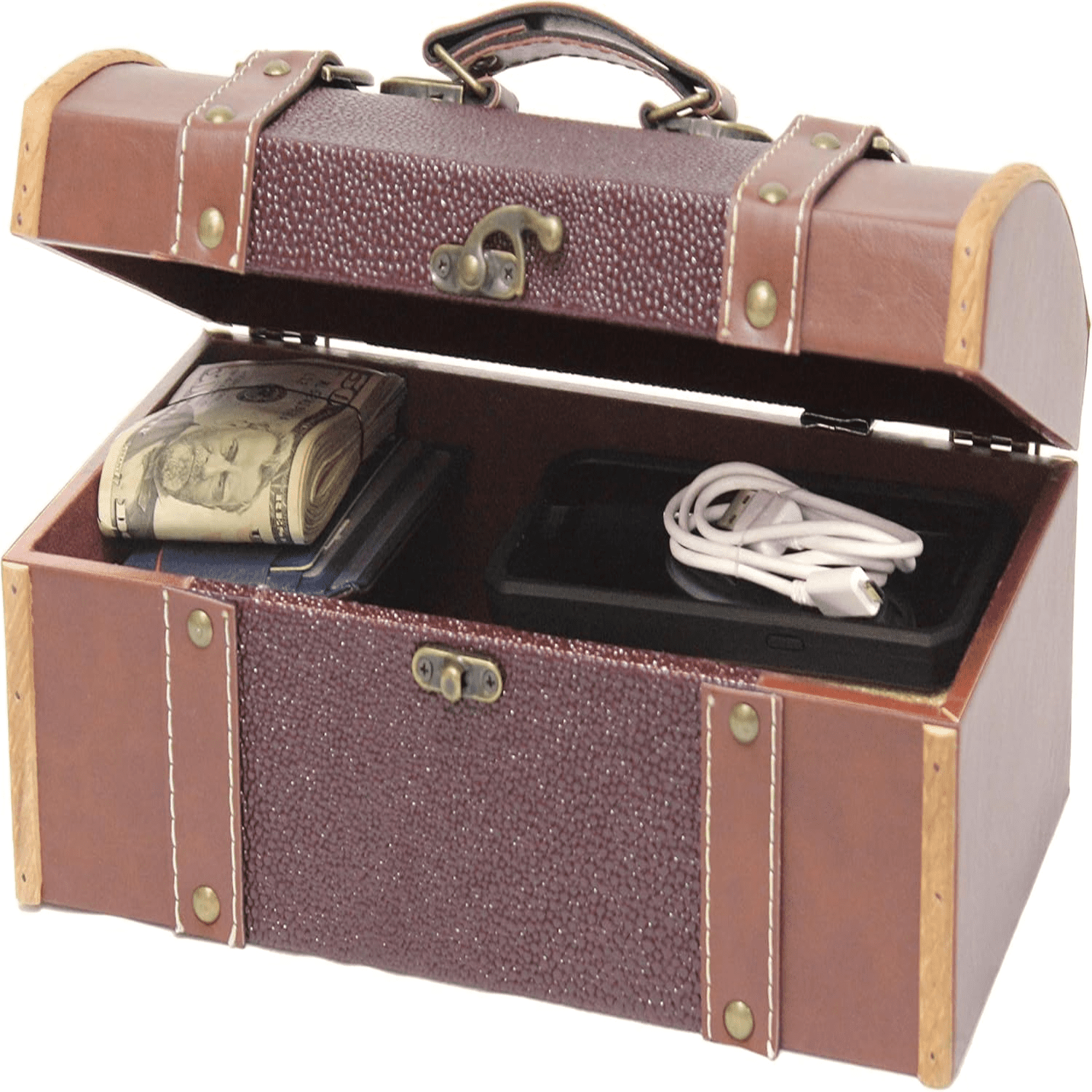 Vintage Inspired Decorative Wooden Treasure Chest and Shoe Box with ...