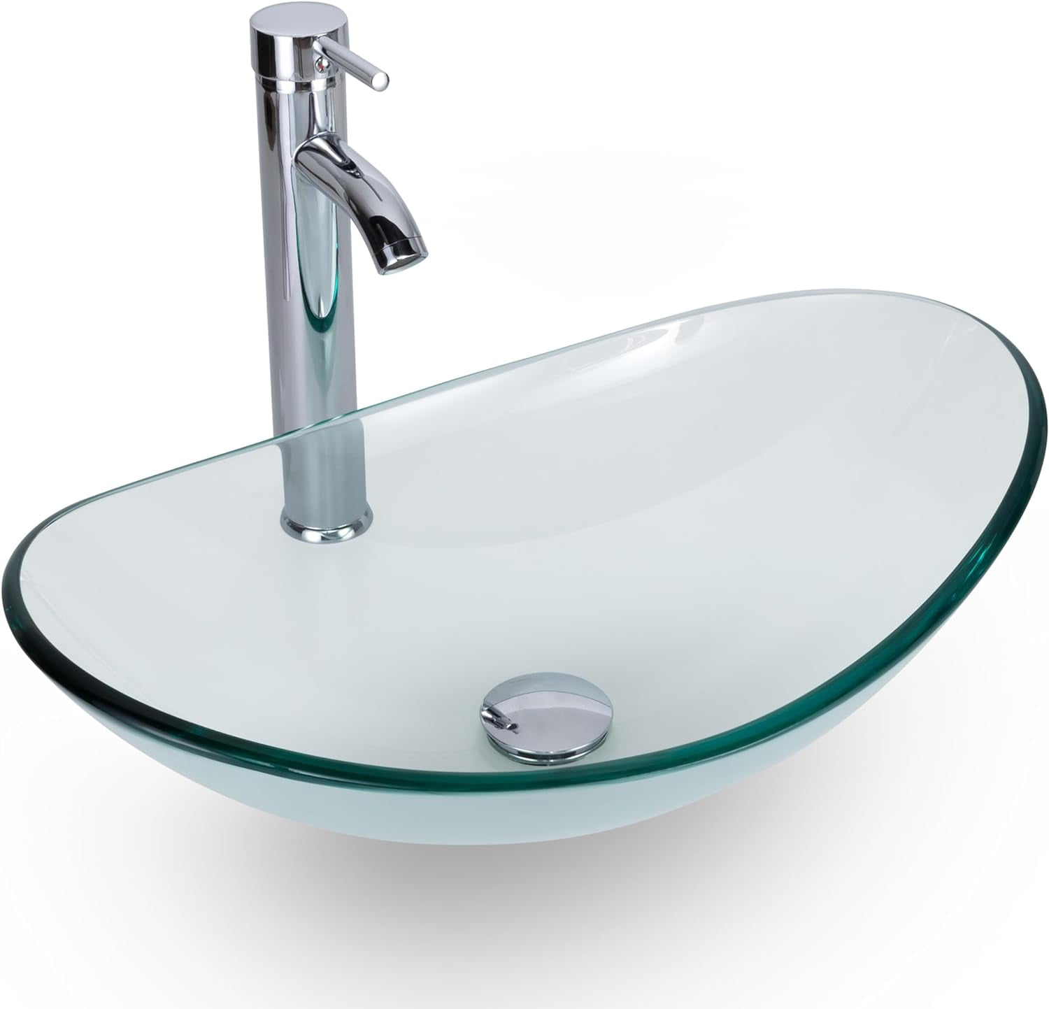 eclife 21.5" Bathroom Vessel Sink Modern Artistic Single Clear Boat ...