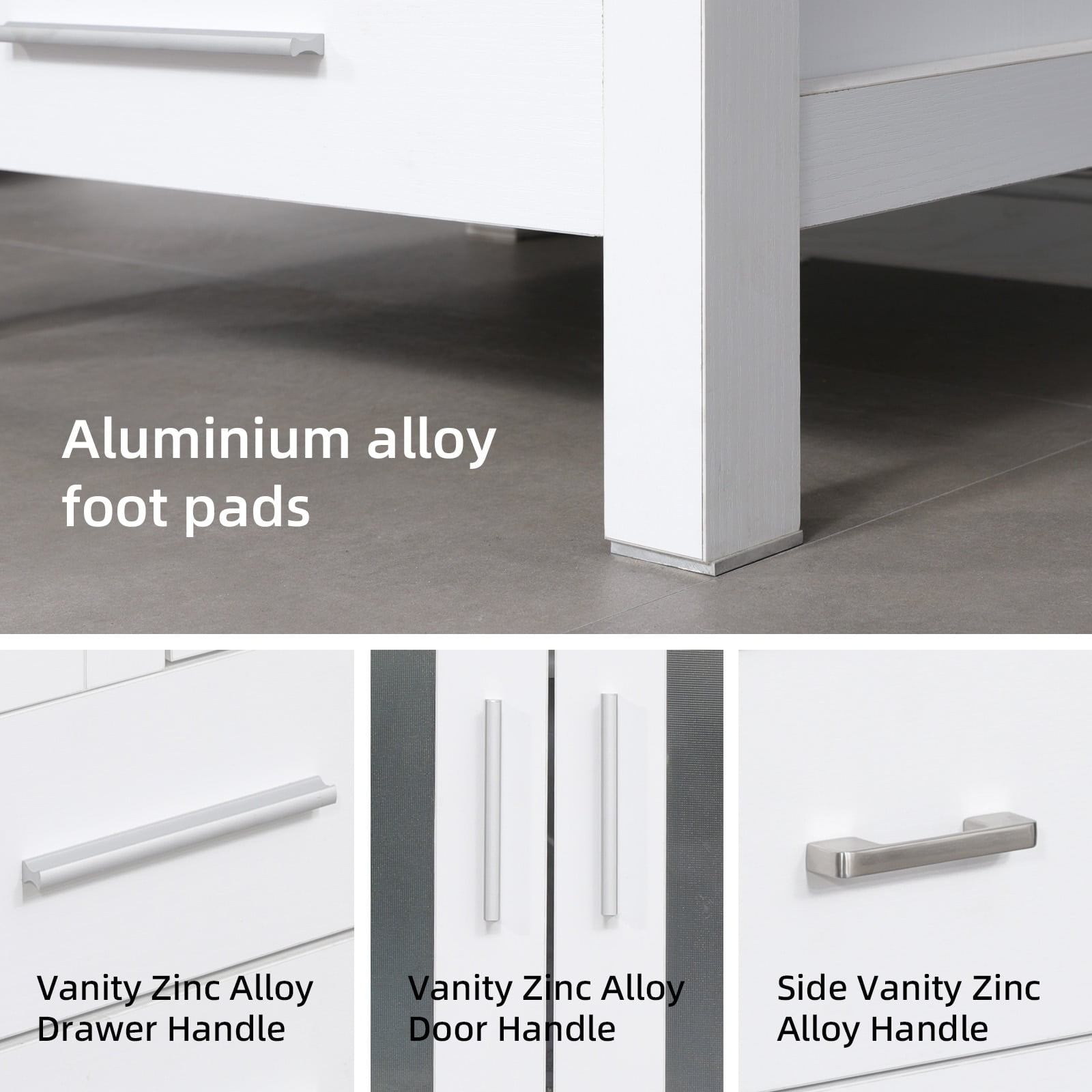 eclife 36" White Bathroom Vanity Sink Set with Side Cabinet Vessel Sink Faucet Combo white ...