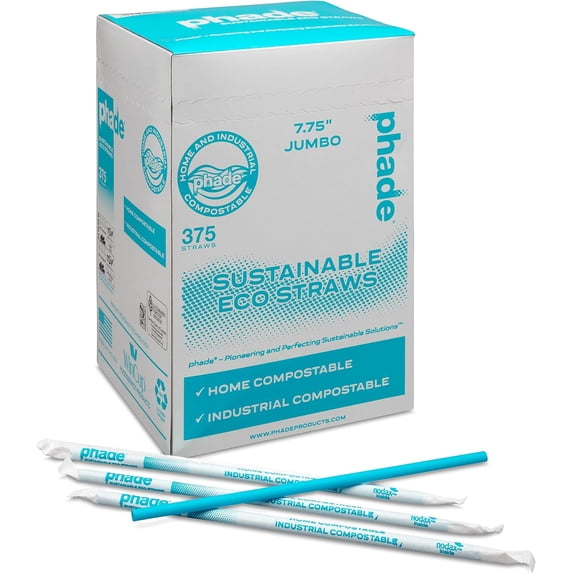 Eco-Friendly 7.75" 375 Count Jumbo Drinking Straws - Sustainable Marine ...