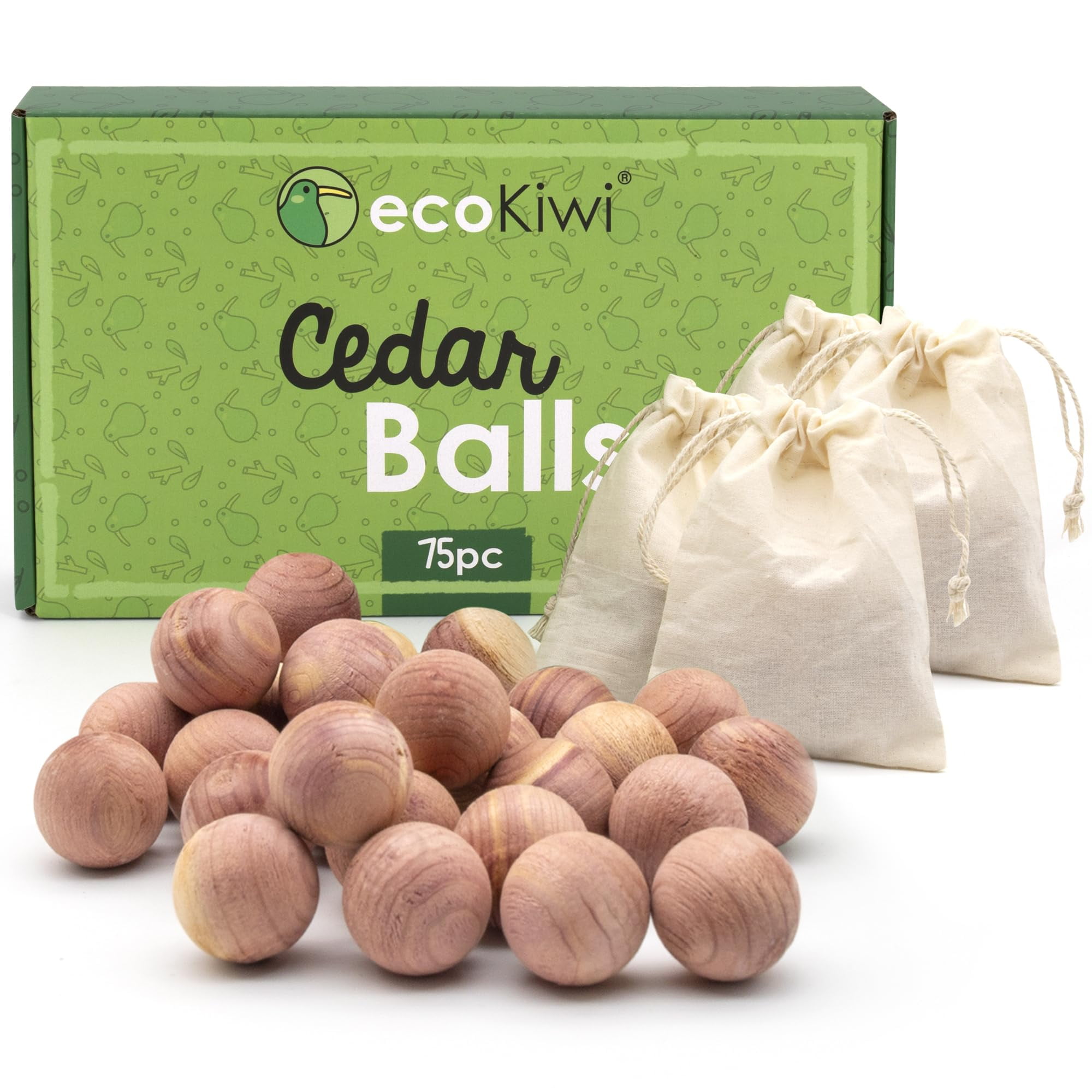 ecoKiwi Cedar Balls for Clothes Storage 75 Pack - Natural Red Cedar ...