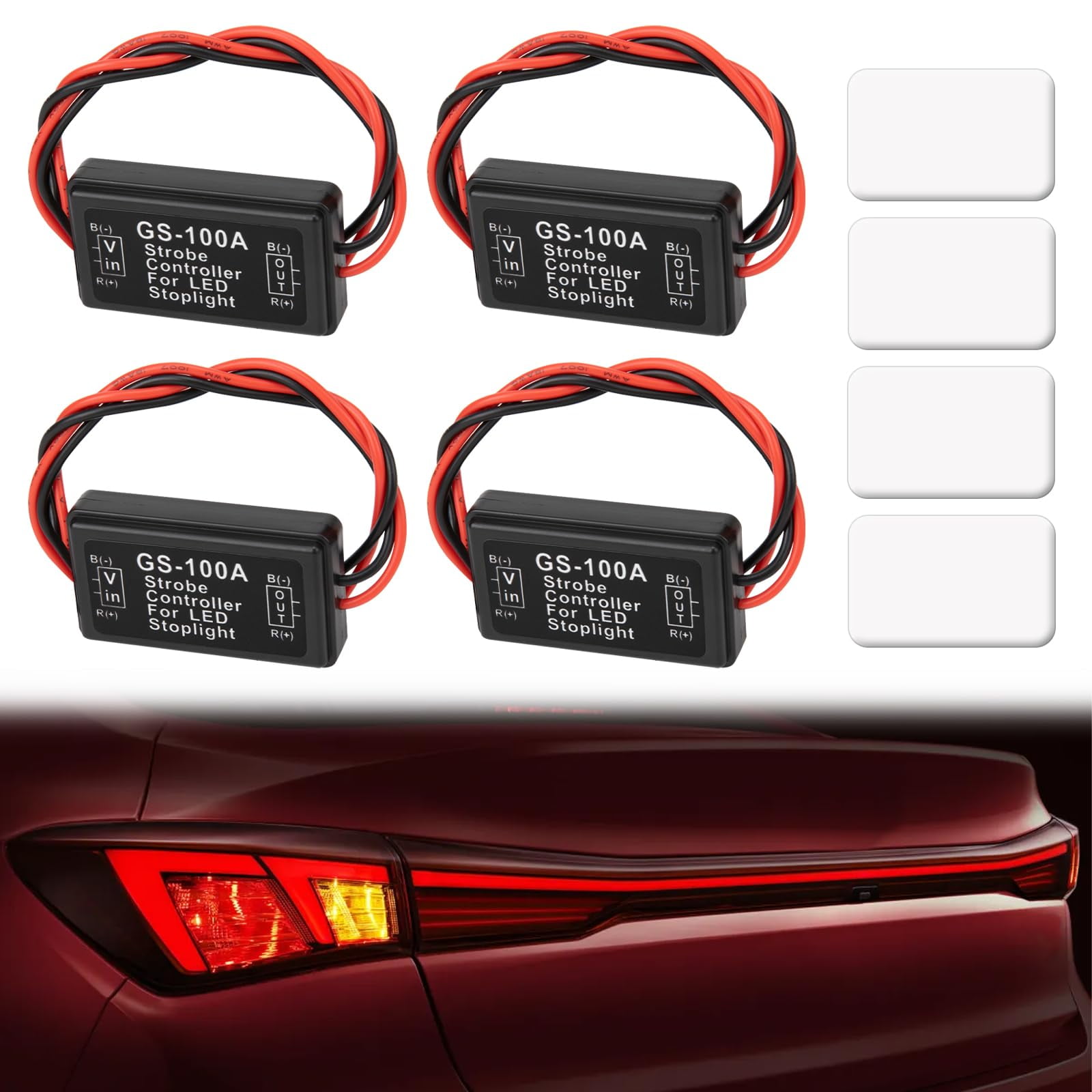 ecocstm 4 PCS GS-100A SSF20 Brake Light Flasher 12V-24V Brake Light ...