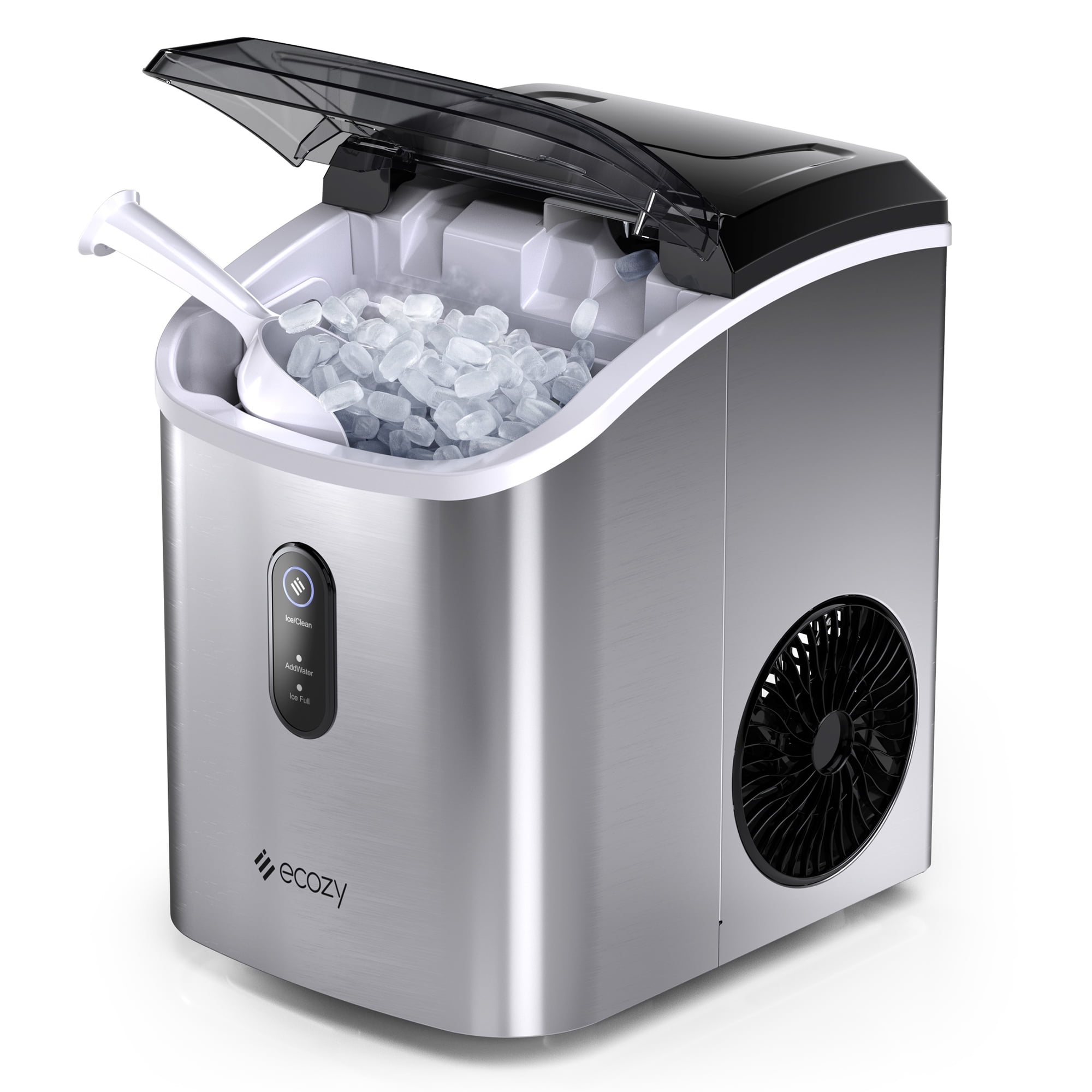 ecozy Portable Nugget Ice Maker - Chewable Ice, 33 lbs Daily, Stainless ...