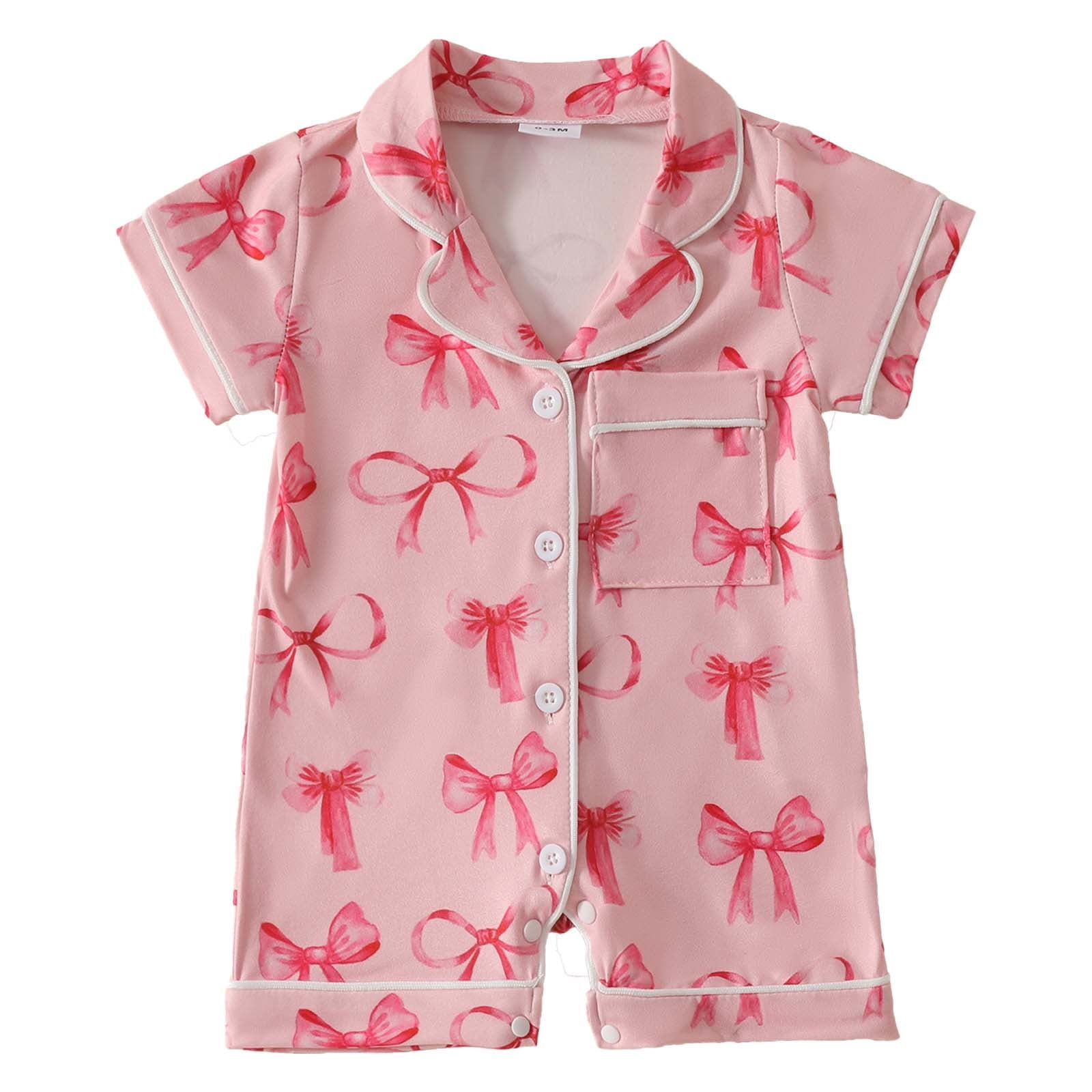 eczipvz Baby Girl Button-Down Pajamas Romper One-Piece Jumpsuit Short Sleeve Sleeper Infant ...