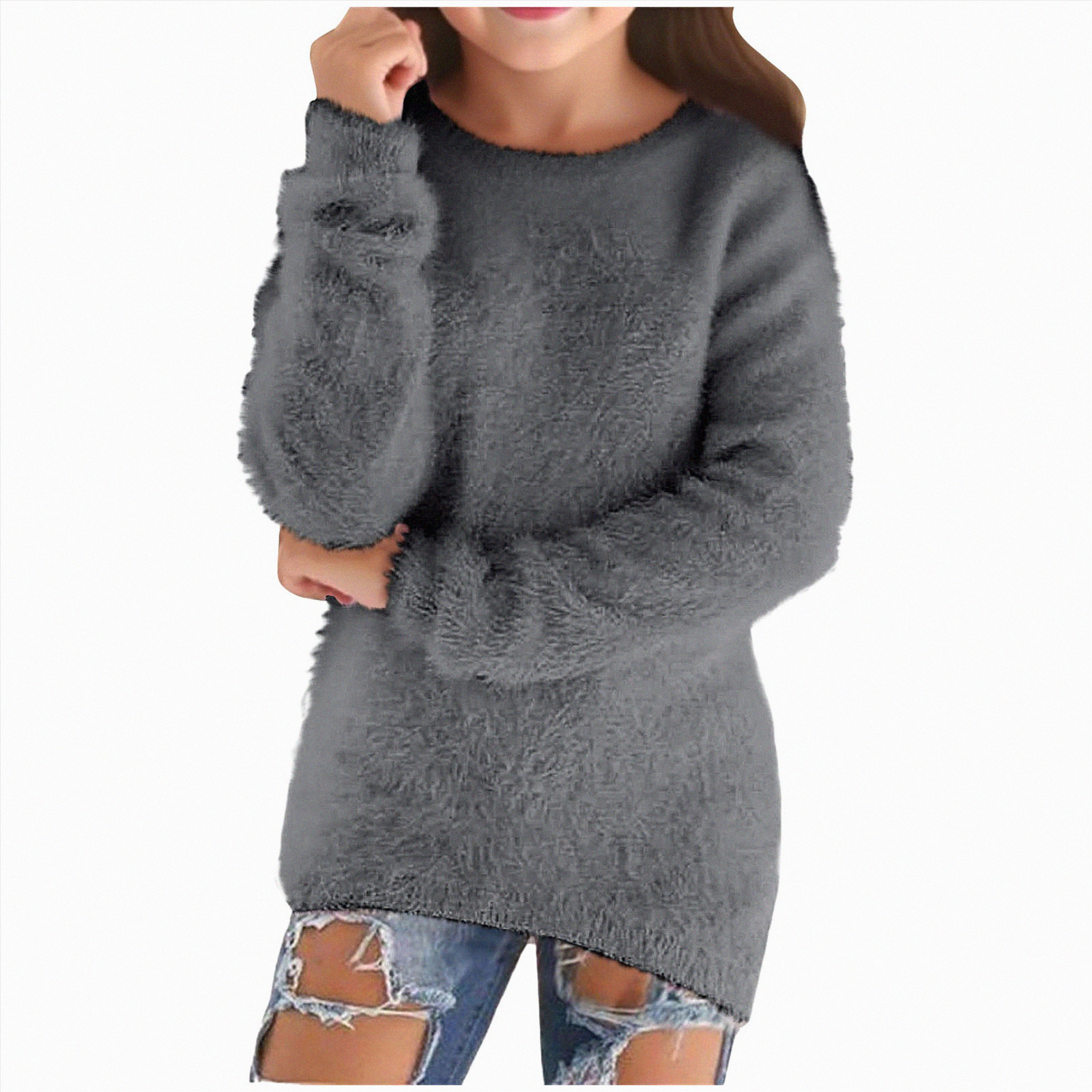 eczipvz Fall Sweaters for Girls Flannel Fuzzy Loose Cozy Long Sleeve ...