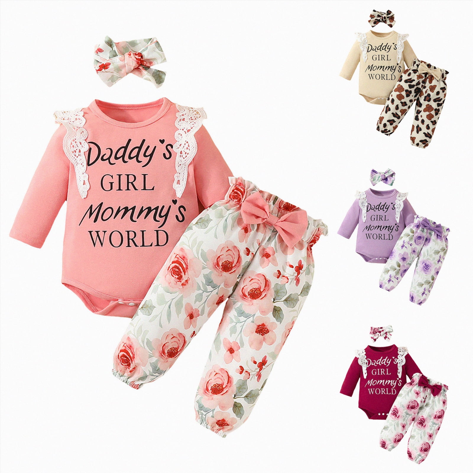 eczipvz Girls Fall Clothes Girl Clothes Romper Pants Set Floral Fall ...