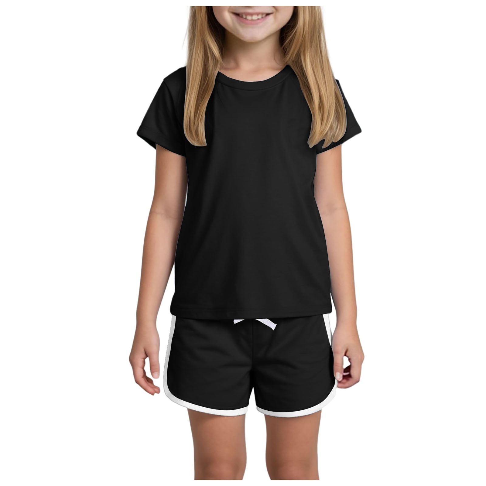 eczipvz Girls Summer Outfits 2PC Short Sleeve T Shirt and Drawstring ...