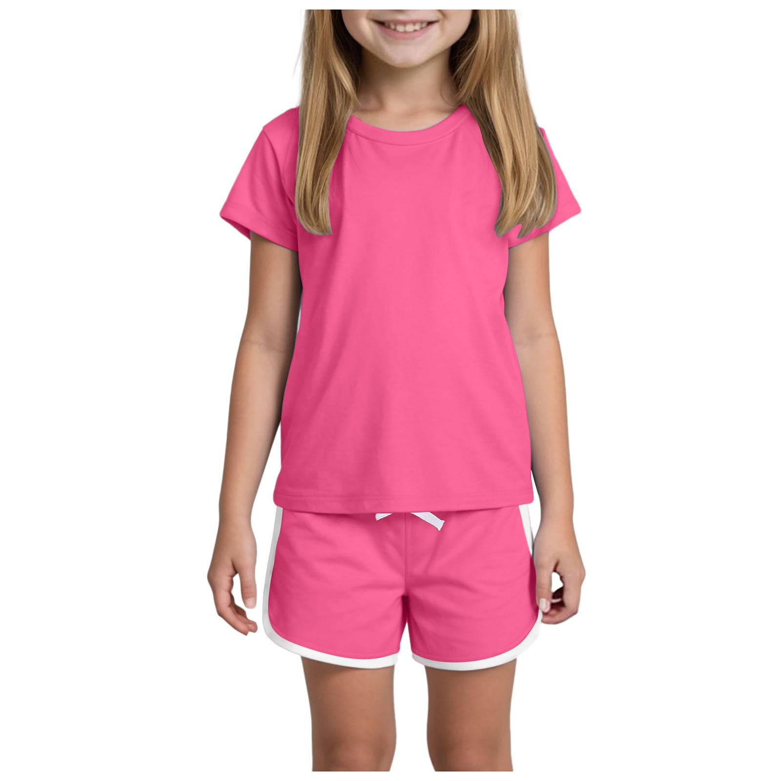 eczipvz Girls Summer Outfits 2PC Short Sleeve T Shirt and Drawstring ...