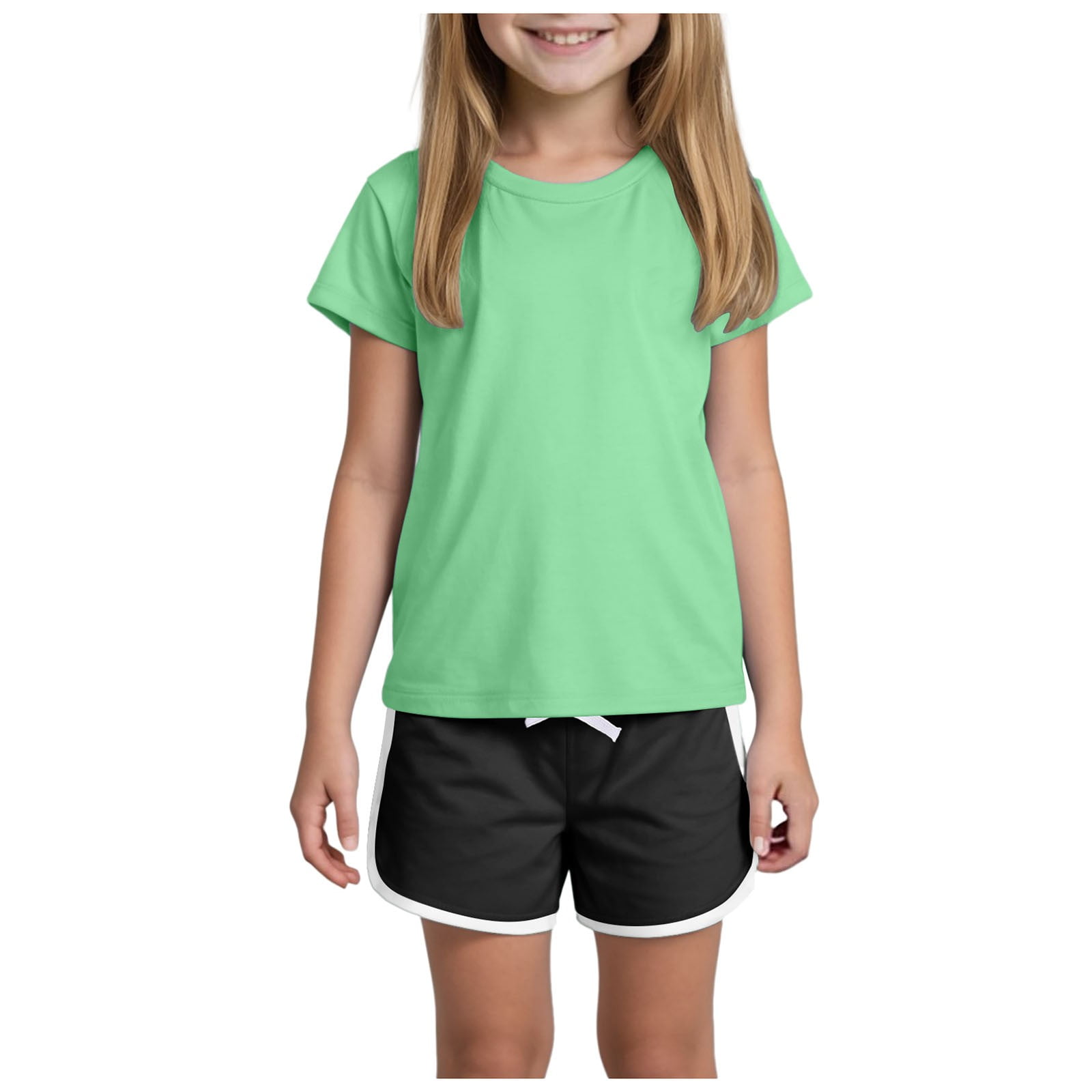 eczipvz Girls Summer Outfits 2PC Short Sleeve T Shirt and Drawstring ...