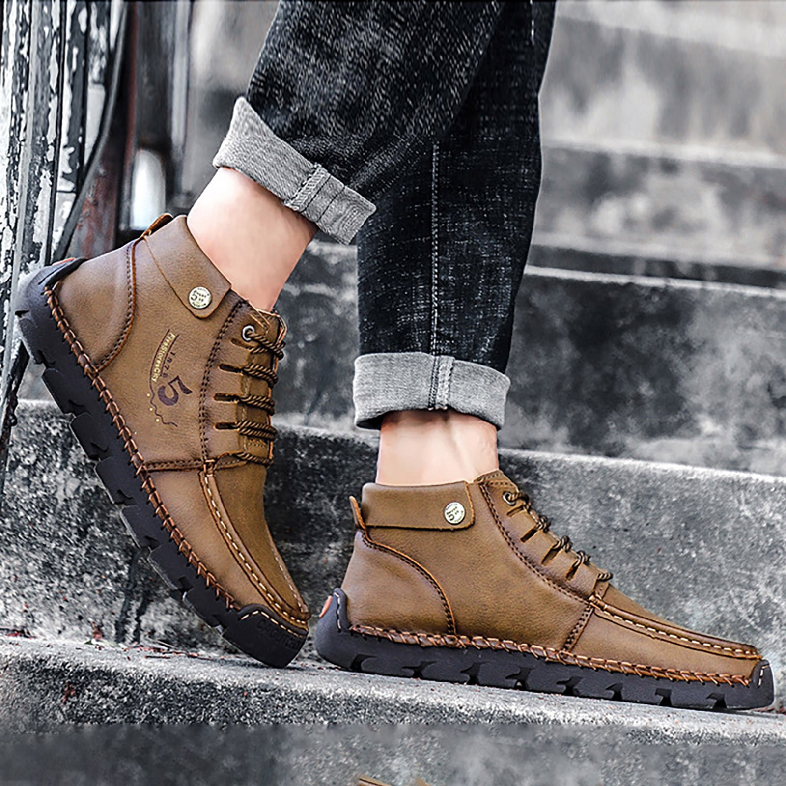 eczipvz Men Shoes Men's British Large Casual Leather Handcrafted ...