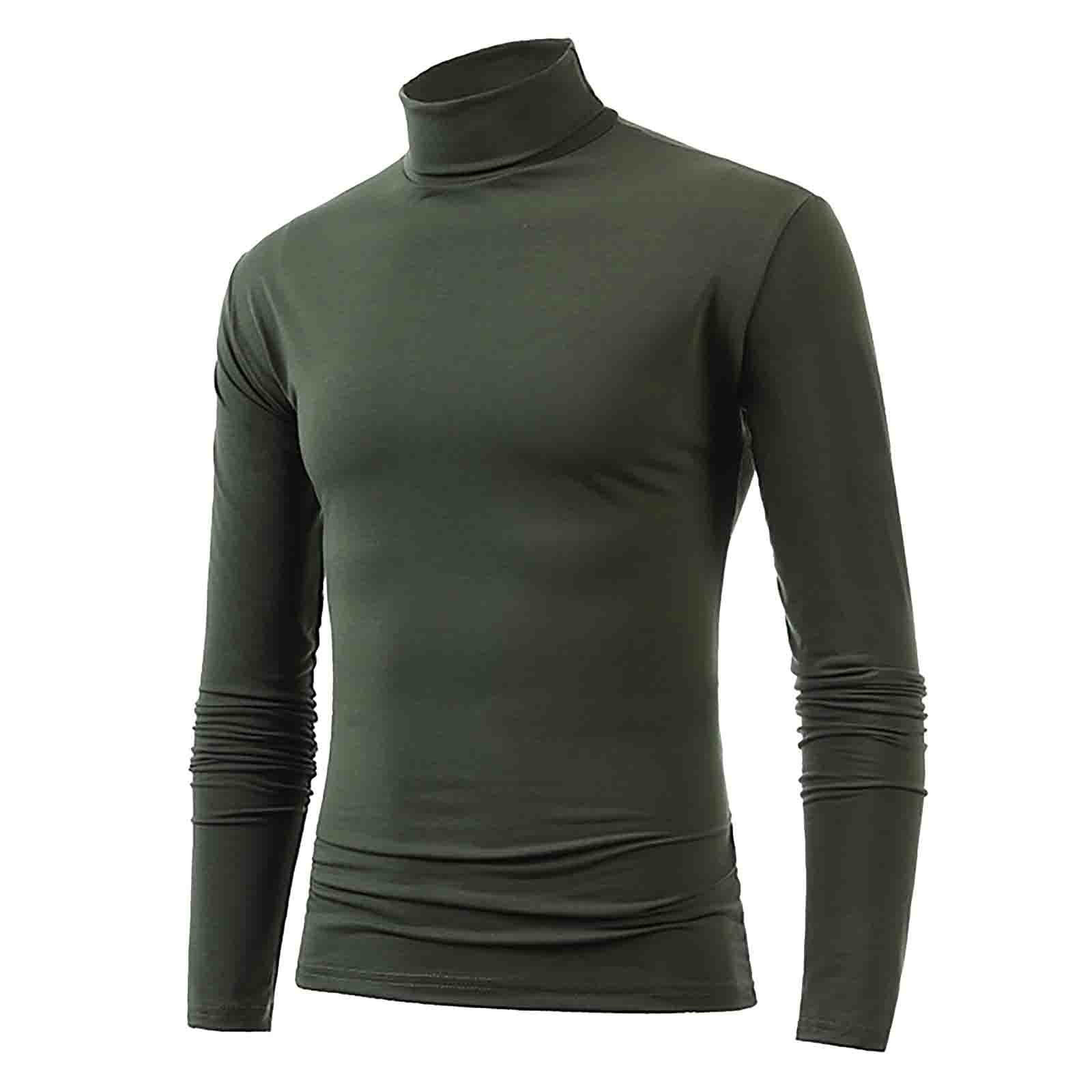 eczipvz Men's Turtleneck Shirts Tight Thermal T Shirts Sweaters ...