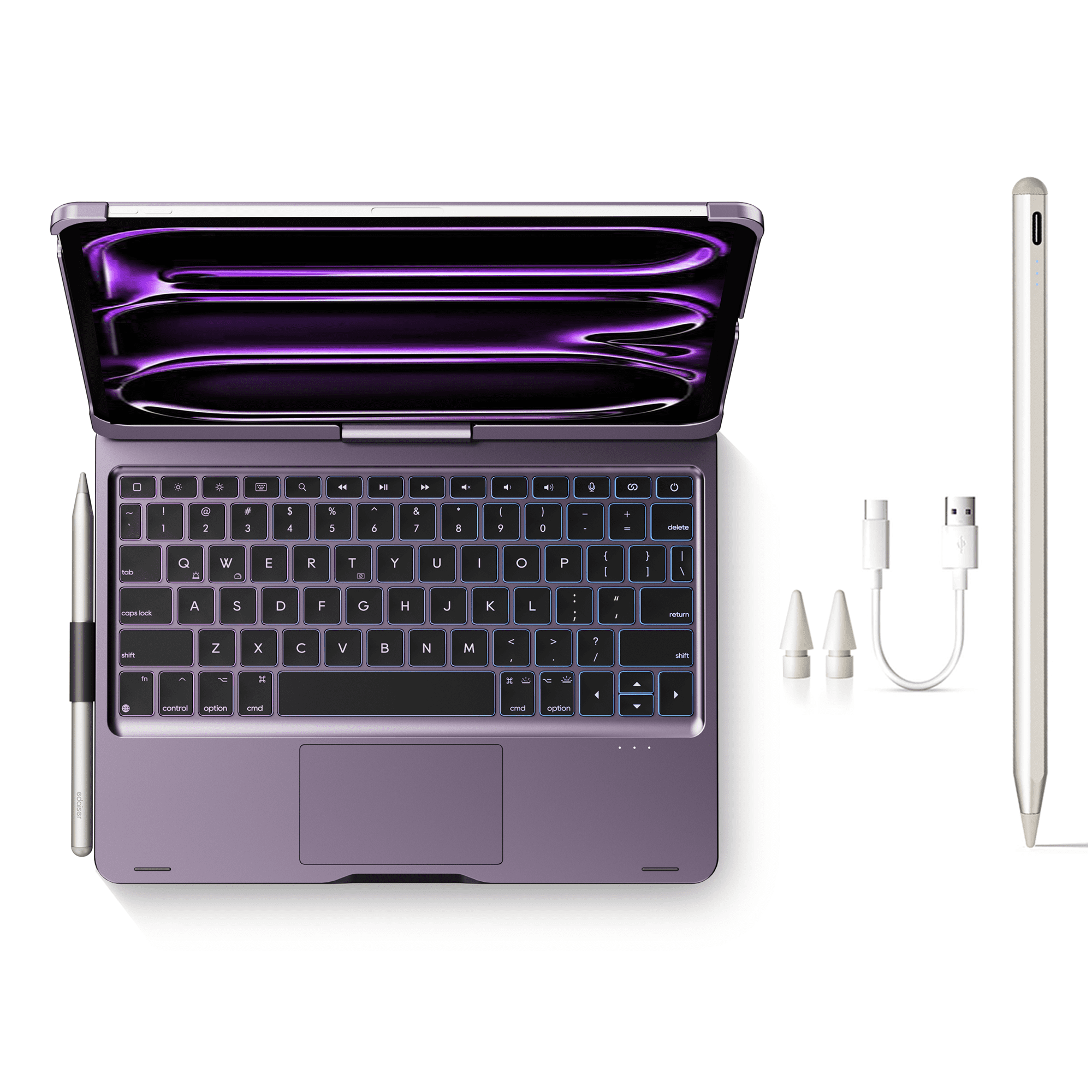 edaiser Stylus Pen + Swivel Keyboard Case Compatible with Apple iPad ...