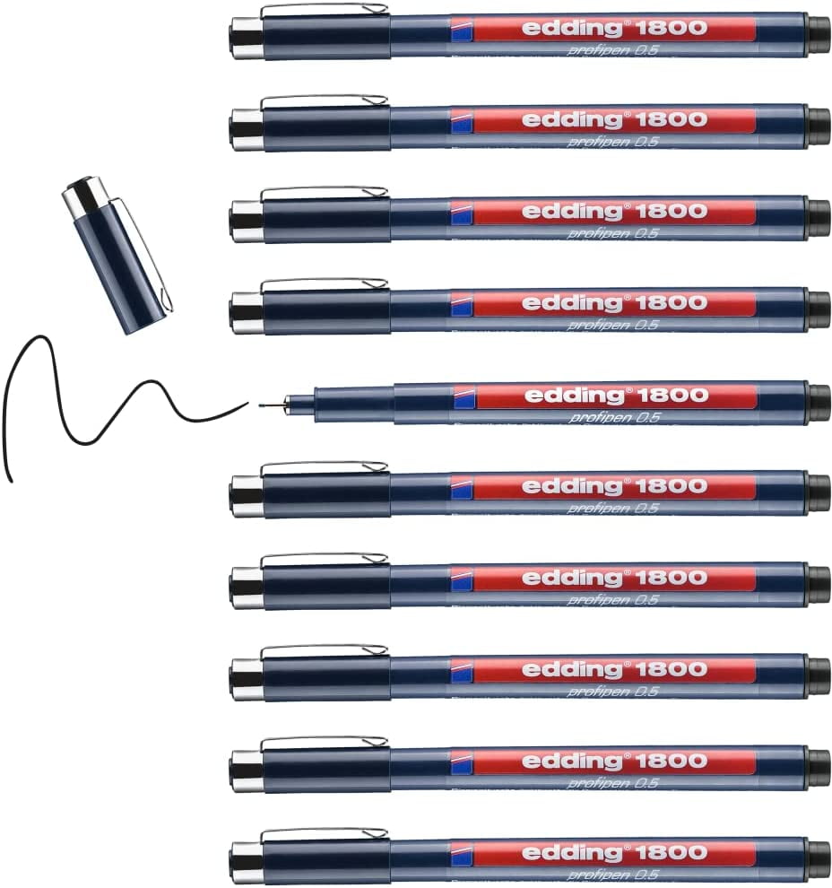 edding 1800 profipen - black - 10 pens - line width 0.5 mm - fineliner ...