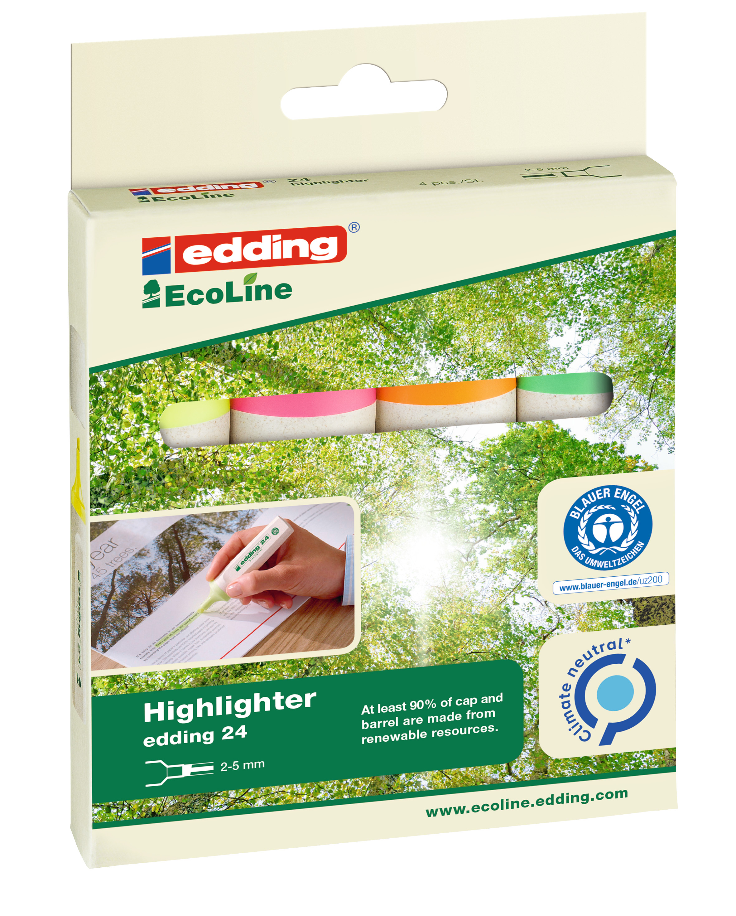 edding 24 EcoLine Highlighter Set, 4-Colors - Walmart.com