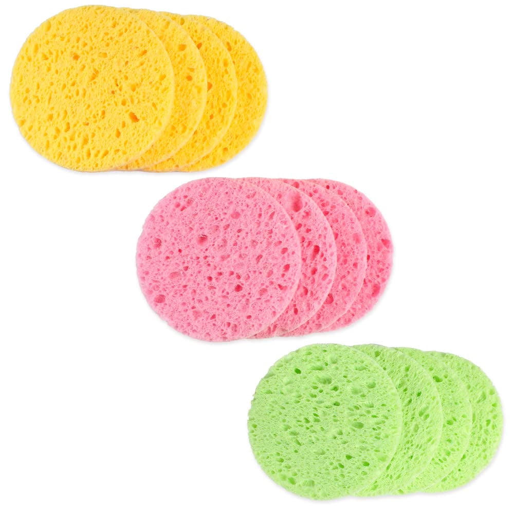 edelle Natural Cellulose face CM31 Sponge Set (M, Pink,Green,Yellow ...